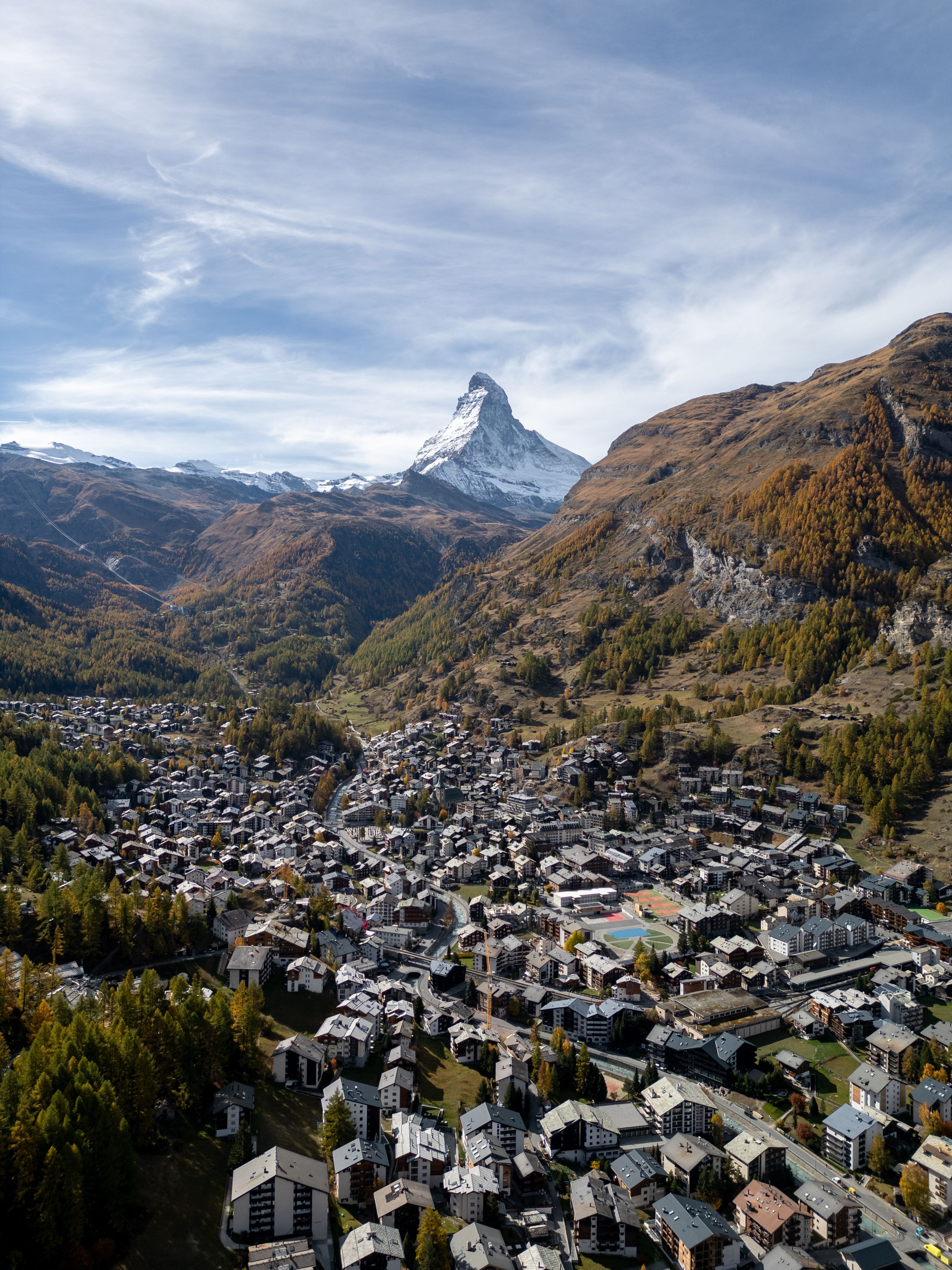 Aerial View of Zermatt with Matterhorn in Background · Free Stock Photo
