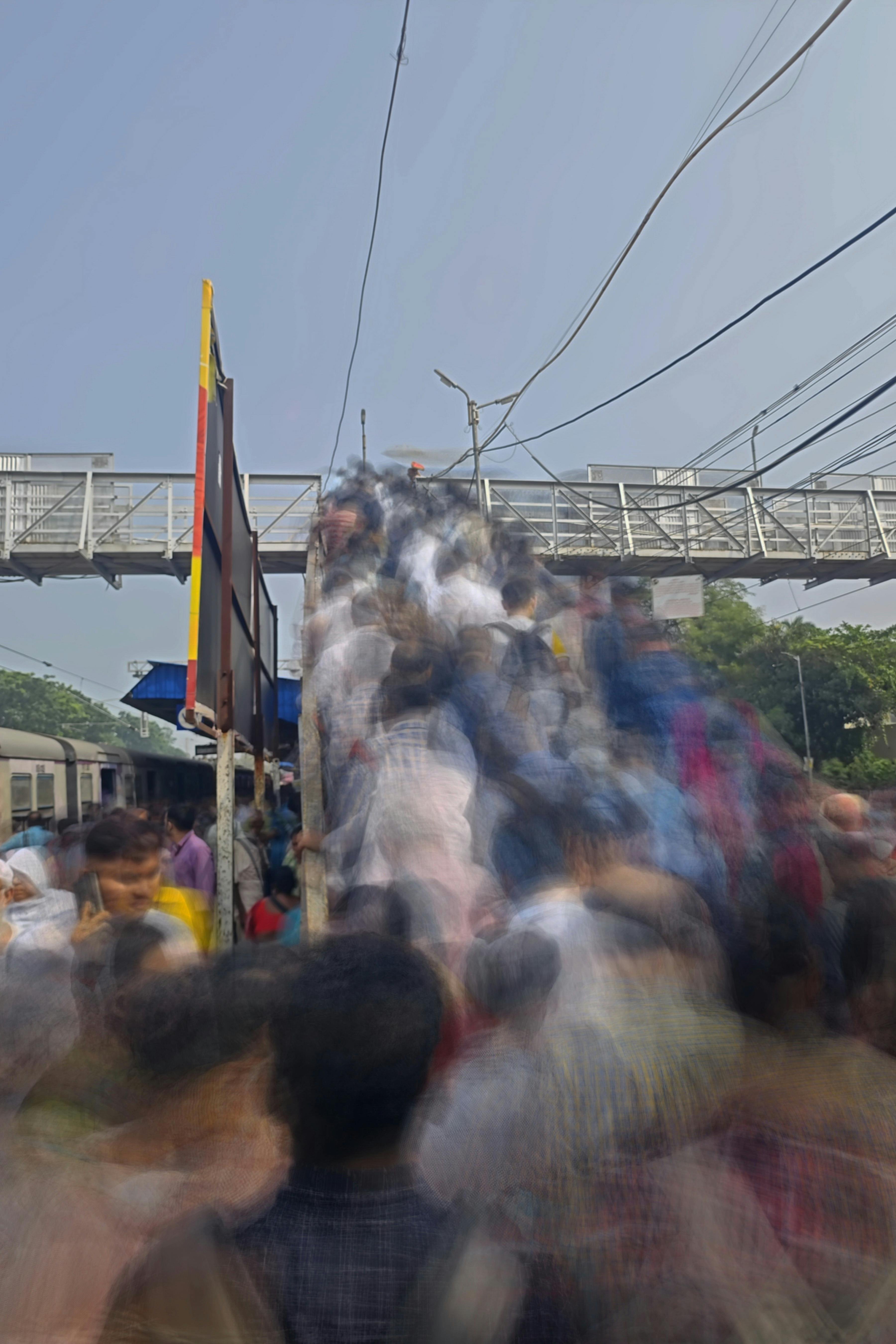 Crowd Crossing Footbridge in Kolkata · Free Stock Photo