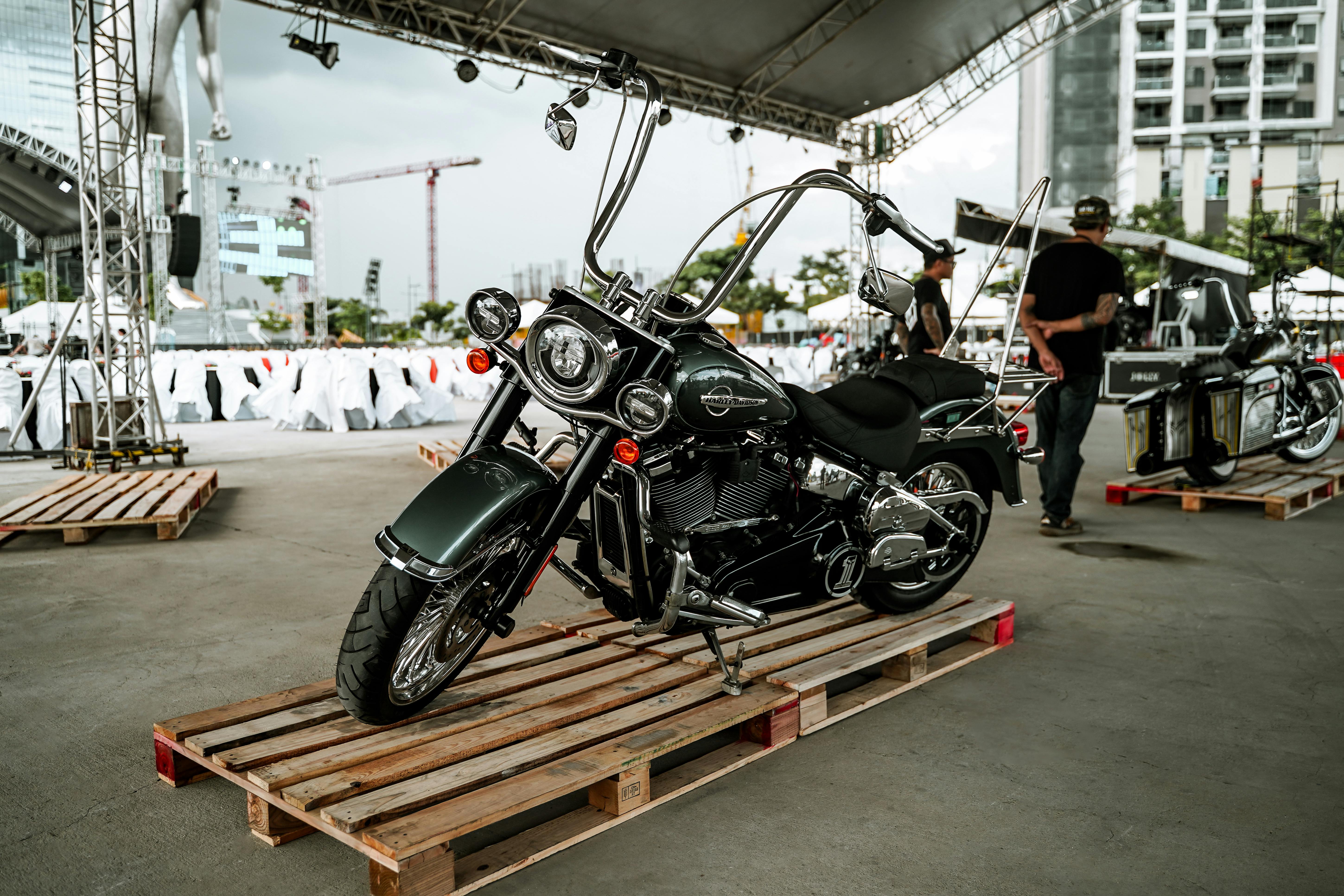 Classic Motorcycle Display at Outdoor Event · Free Stock Photo
