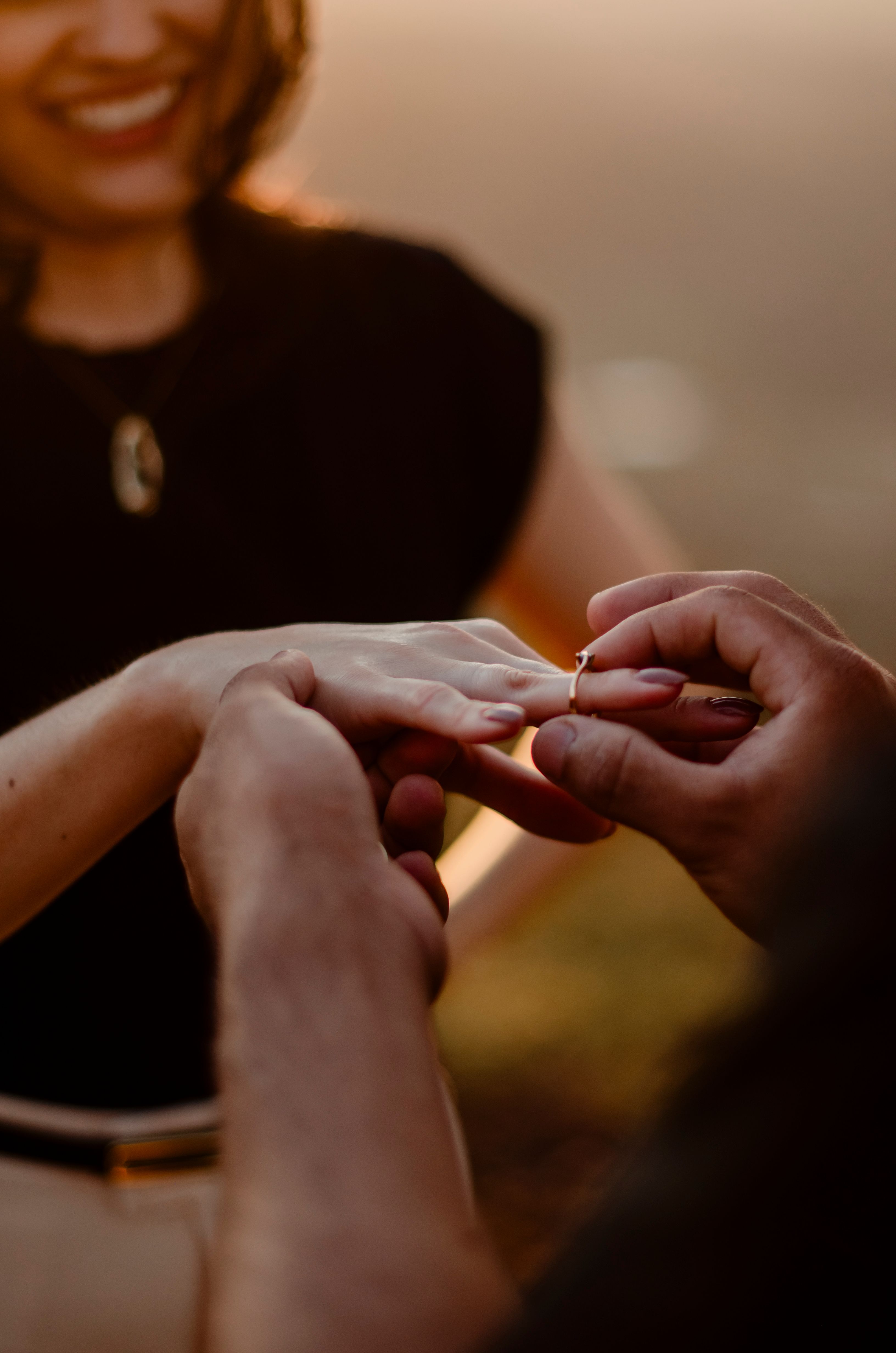 Romantic Sunset Engagement Ring Proposal Scene · Free Stock Photo