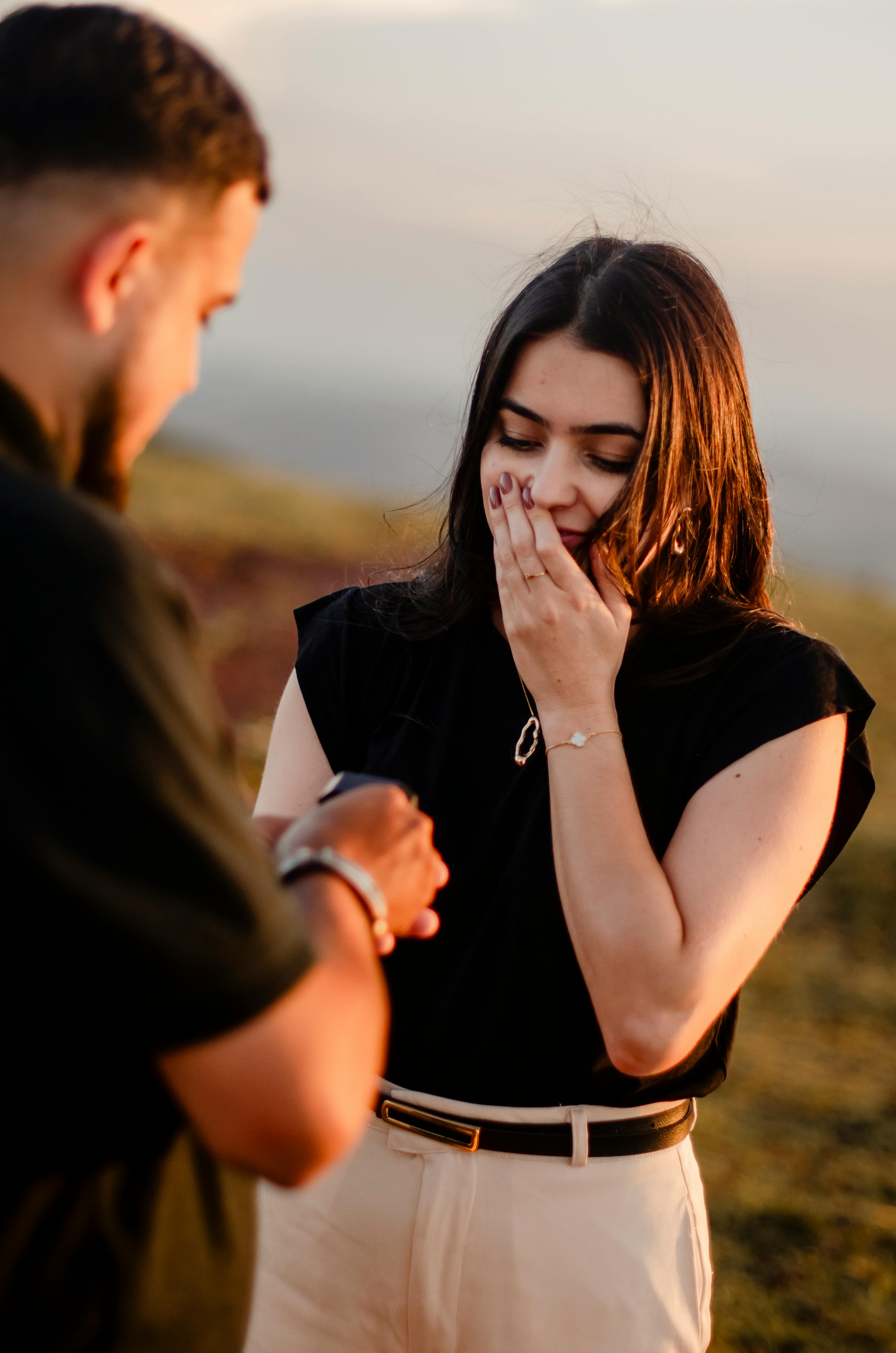 Romantic Proposal at Sunset Outdoors · Free Stock Photo