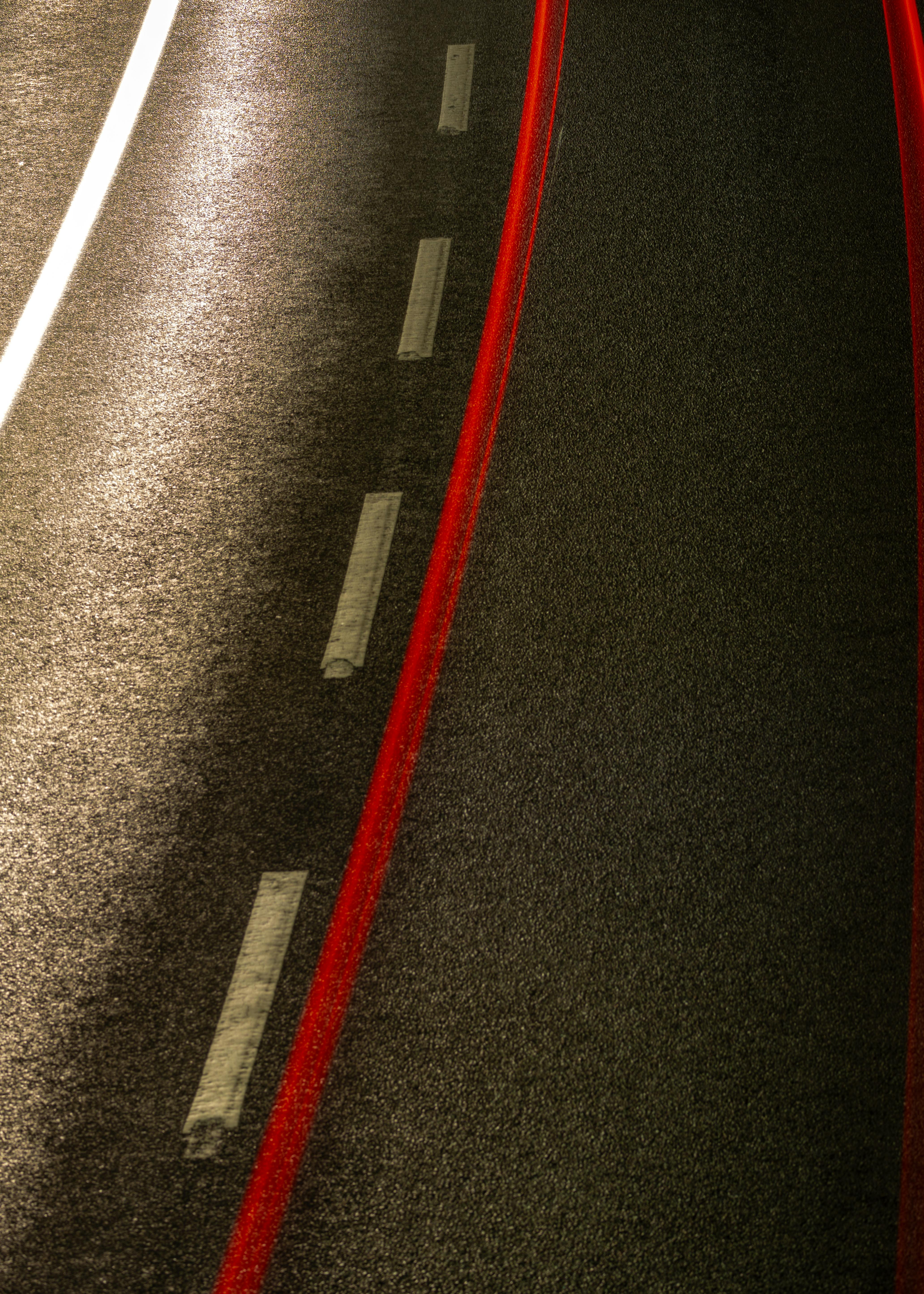 Red and White Road Lines at Night · Free Stock Photo