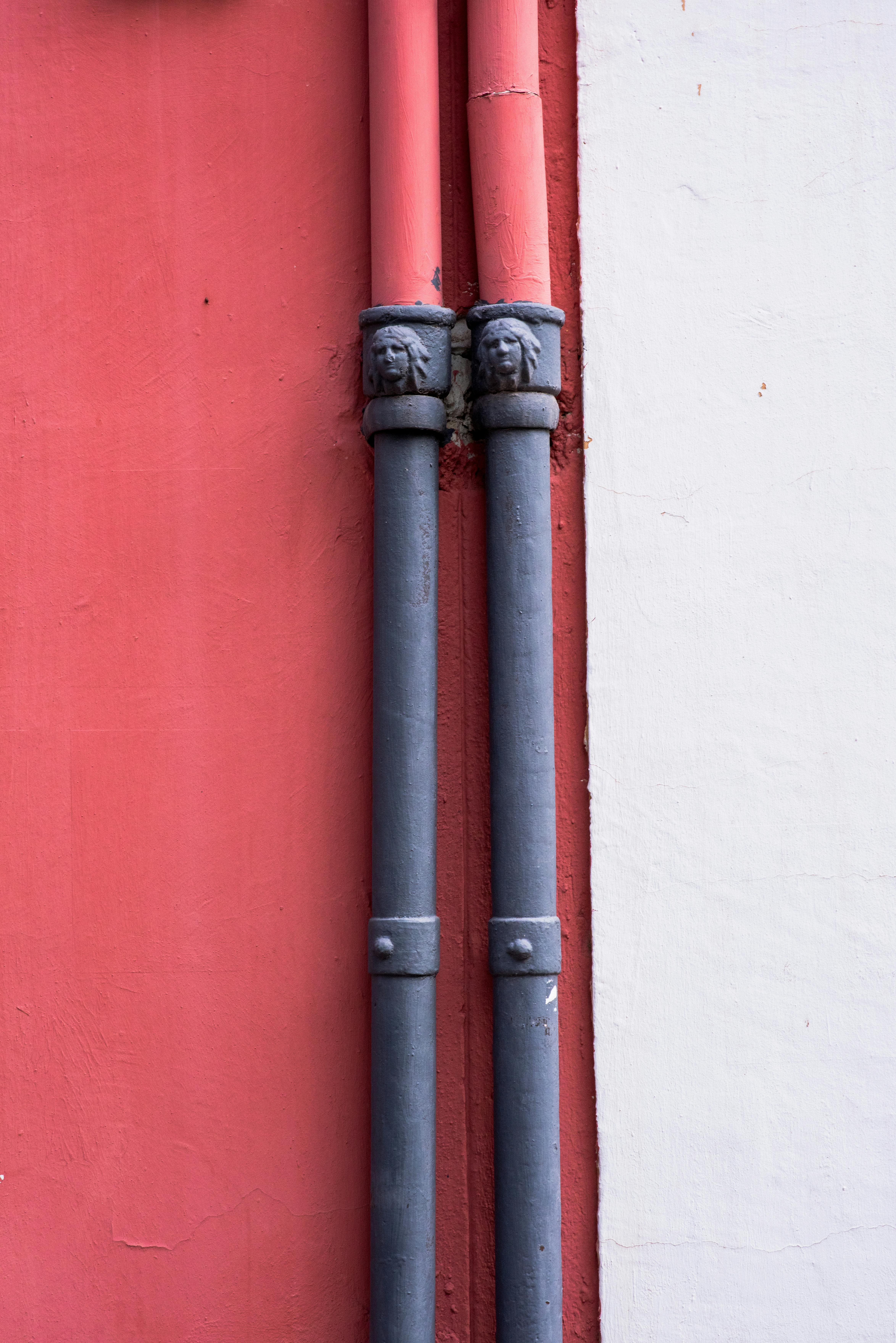 Artistic Design of Decorative Dual Pipes on Two-Tone Wall · Free Stock ...