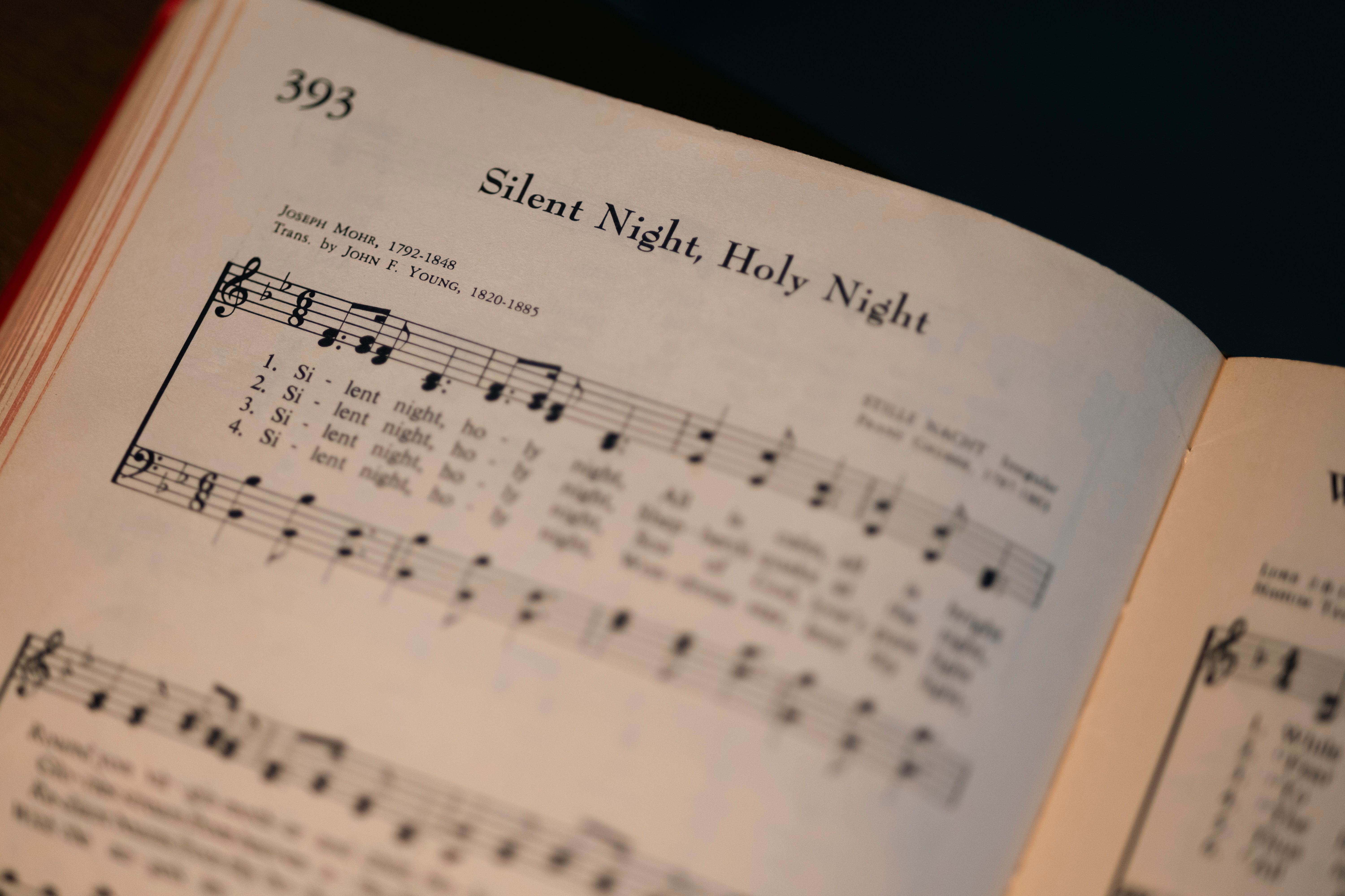 Sheet Music of Silent Night Christmas Carol · Free Stock Photo