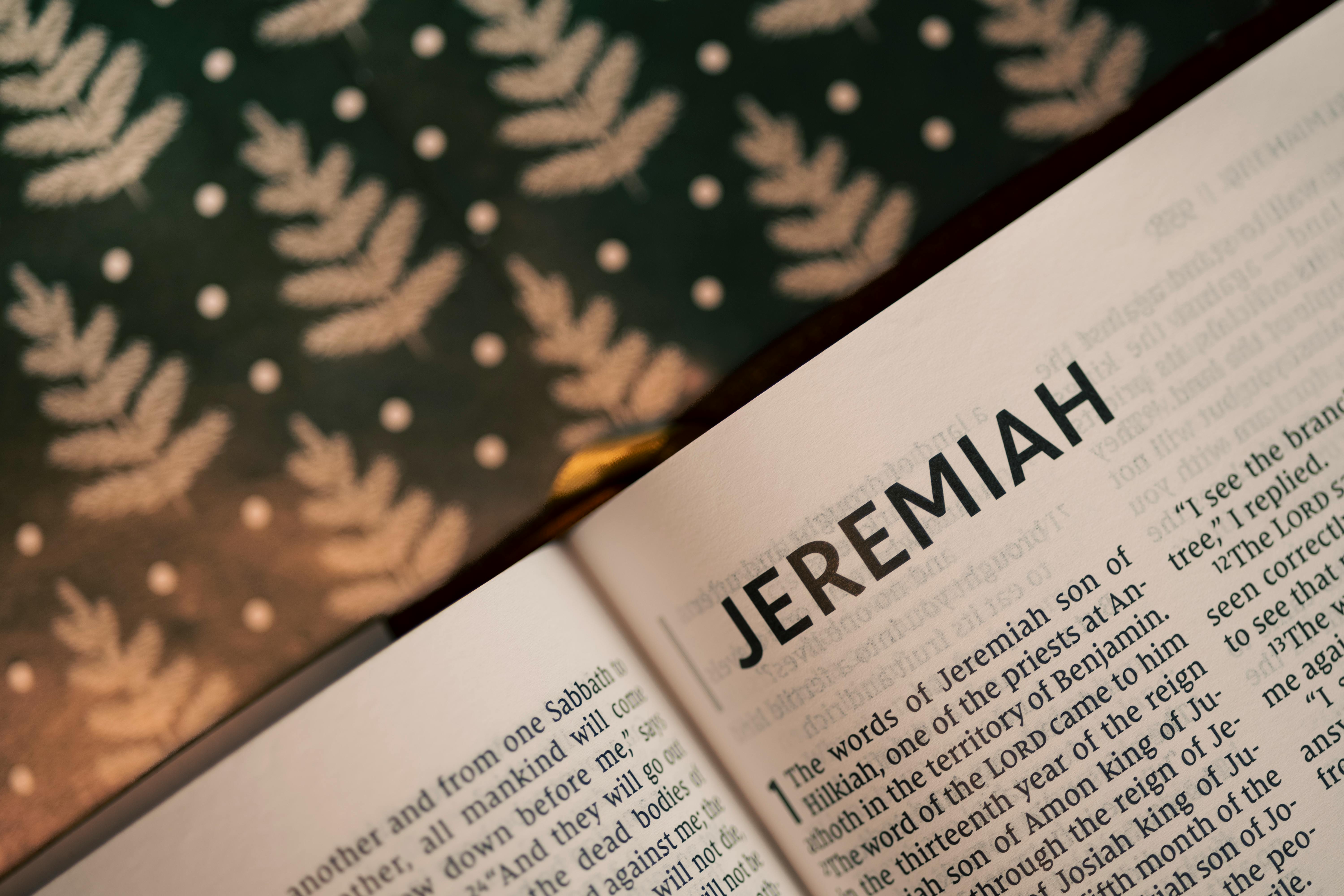 Open Bible Page Showing Book of Jeremiah · Free Stock Photo
