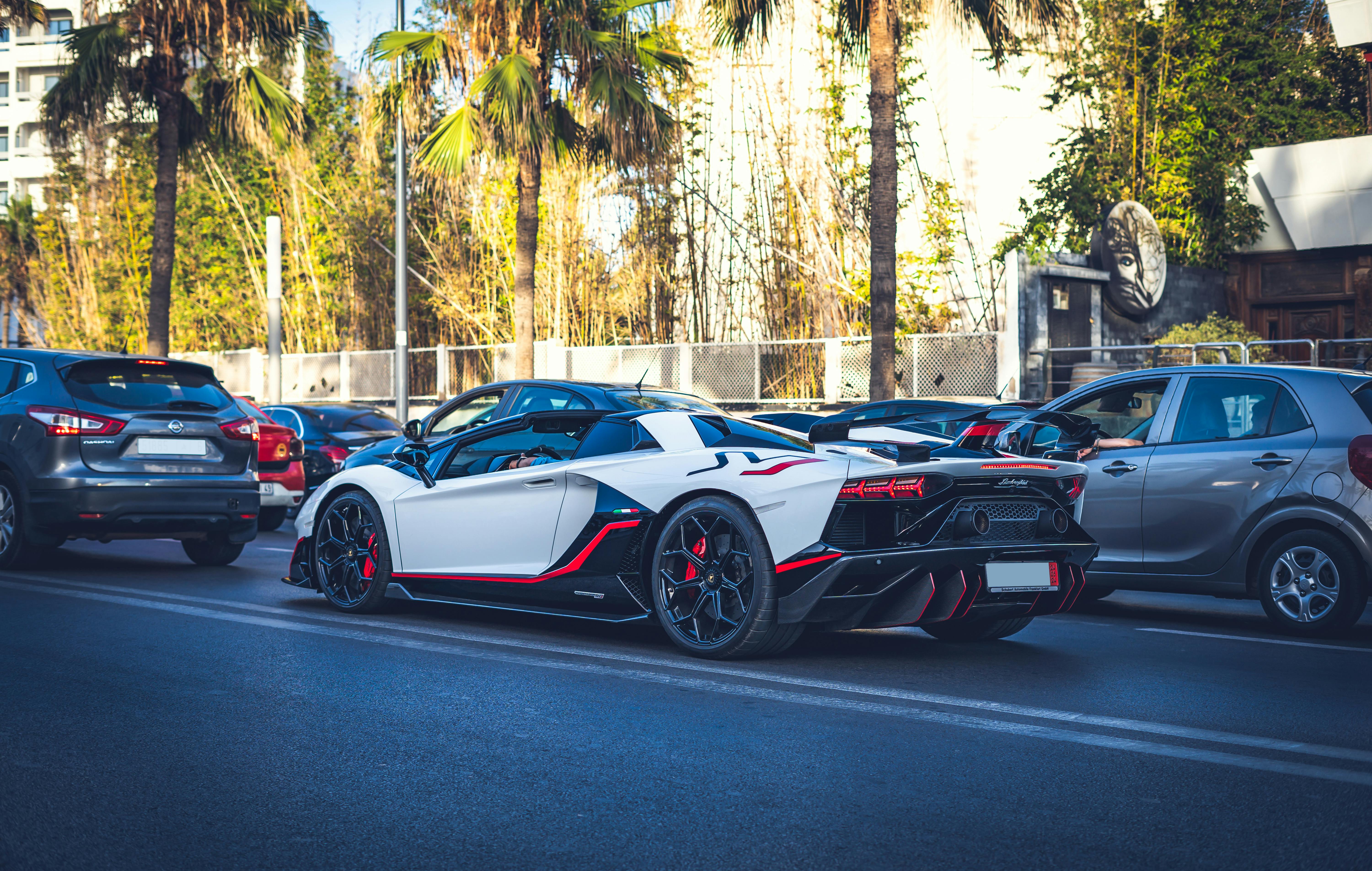 Lamborghini Aventador SVJ in Casablanca Street Scene · Free Stock Photo
