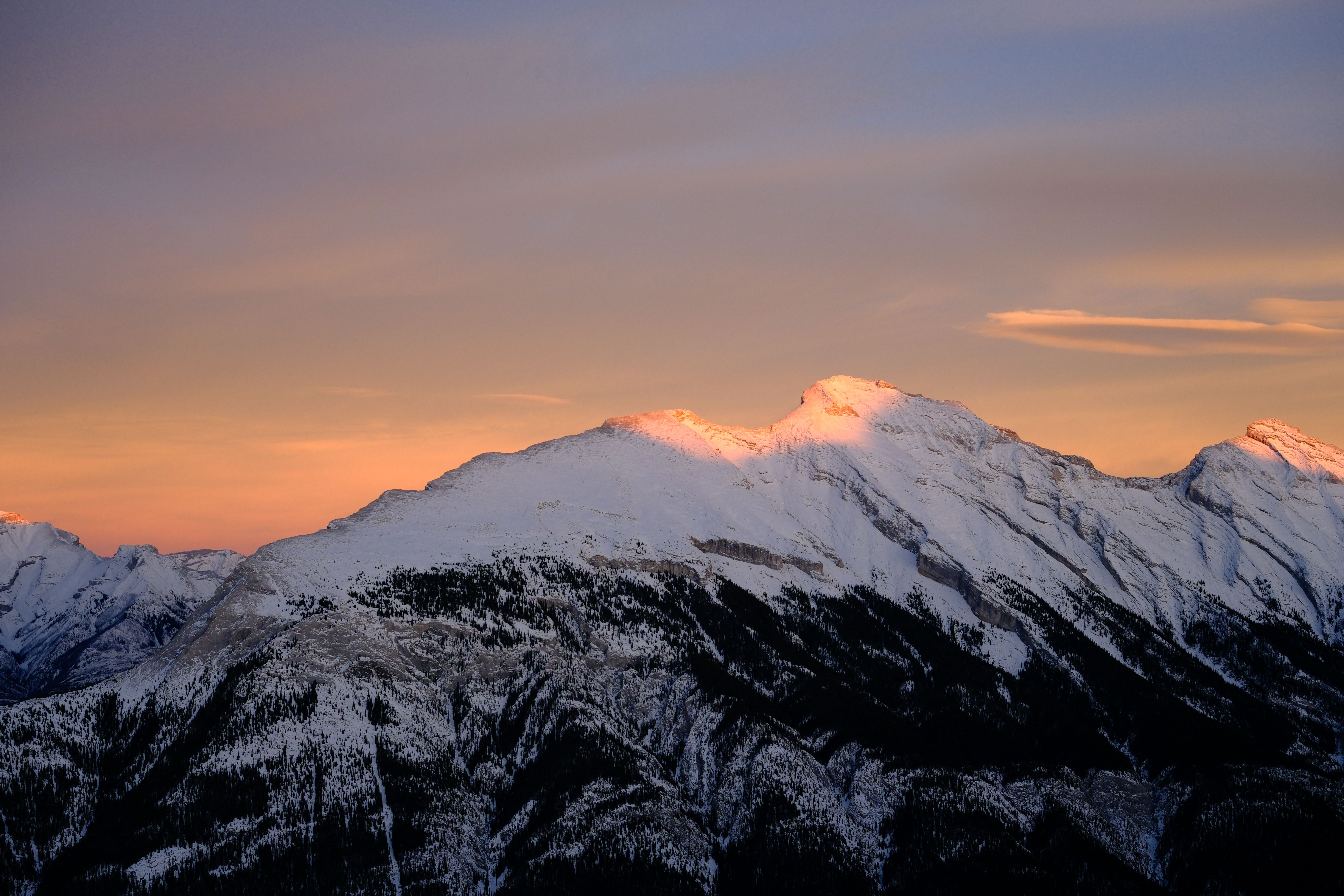 Stunning Snow-Capped Mountain at Sunset · Free Stock Photo