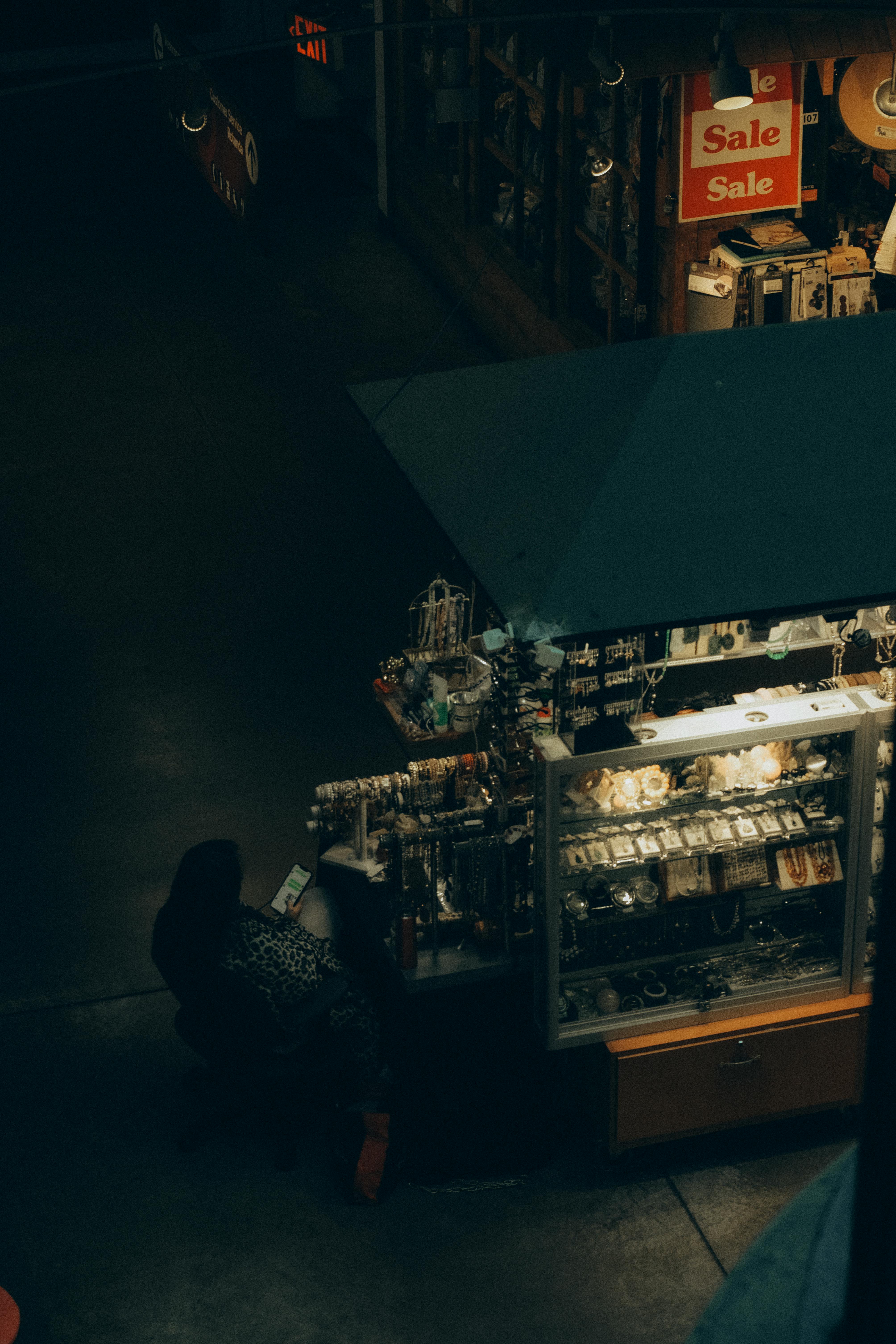 Dimly Lit Indoor Jewelry Store with Display · Free Stock Photo