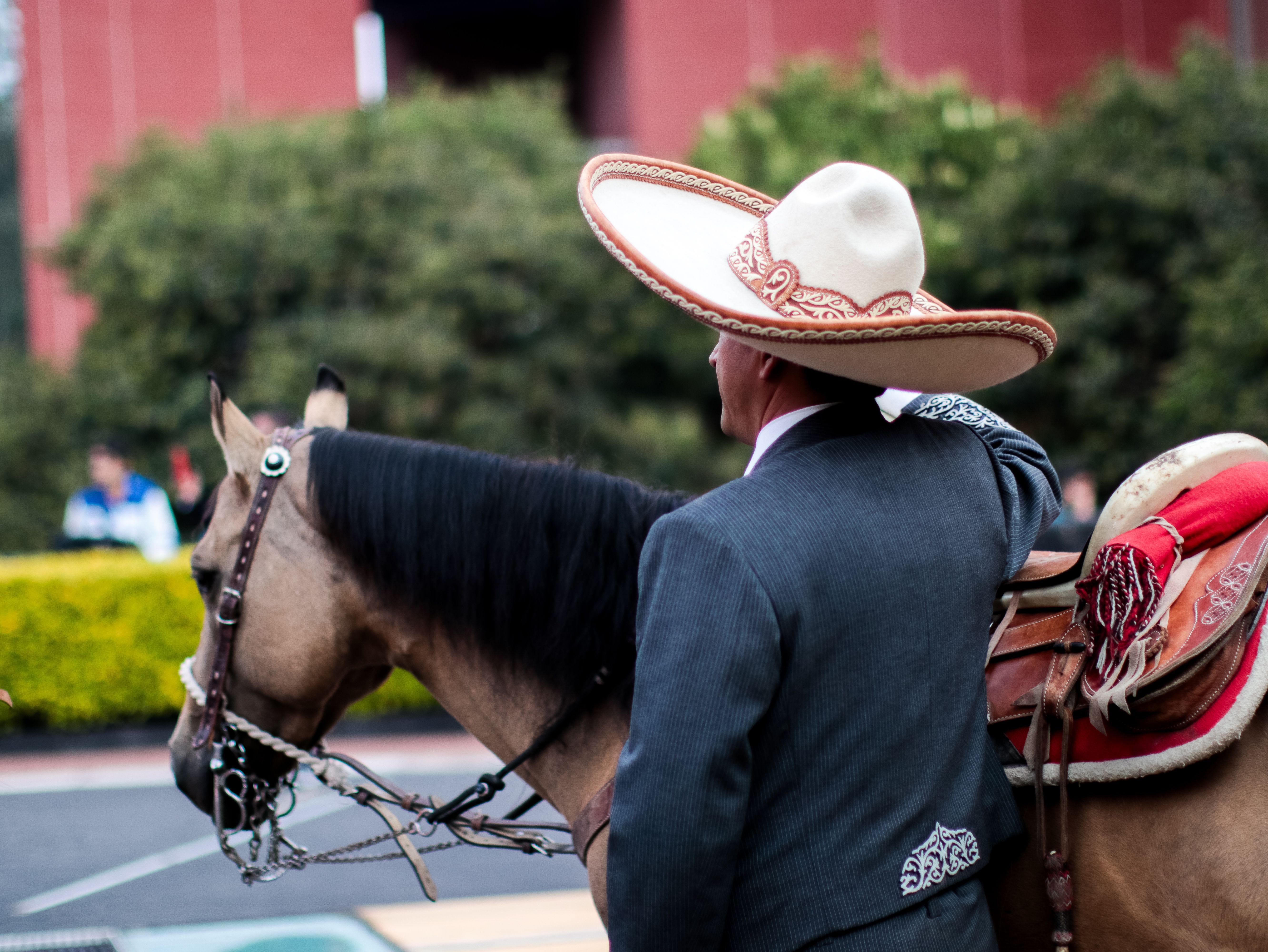 Charro Tradicional Con Caballo En Entorno Urbano · Foto de stock gratuita