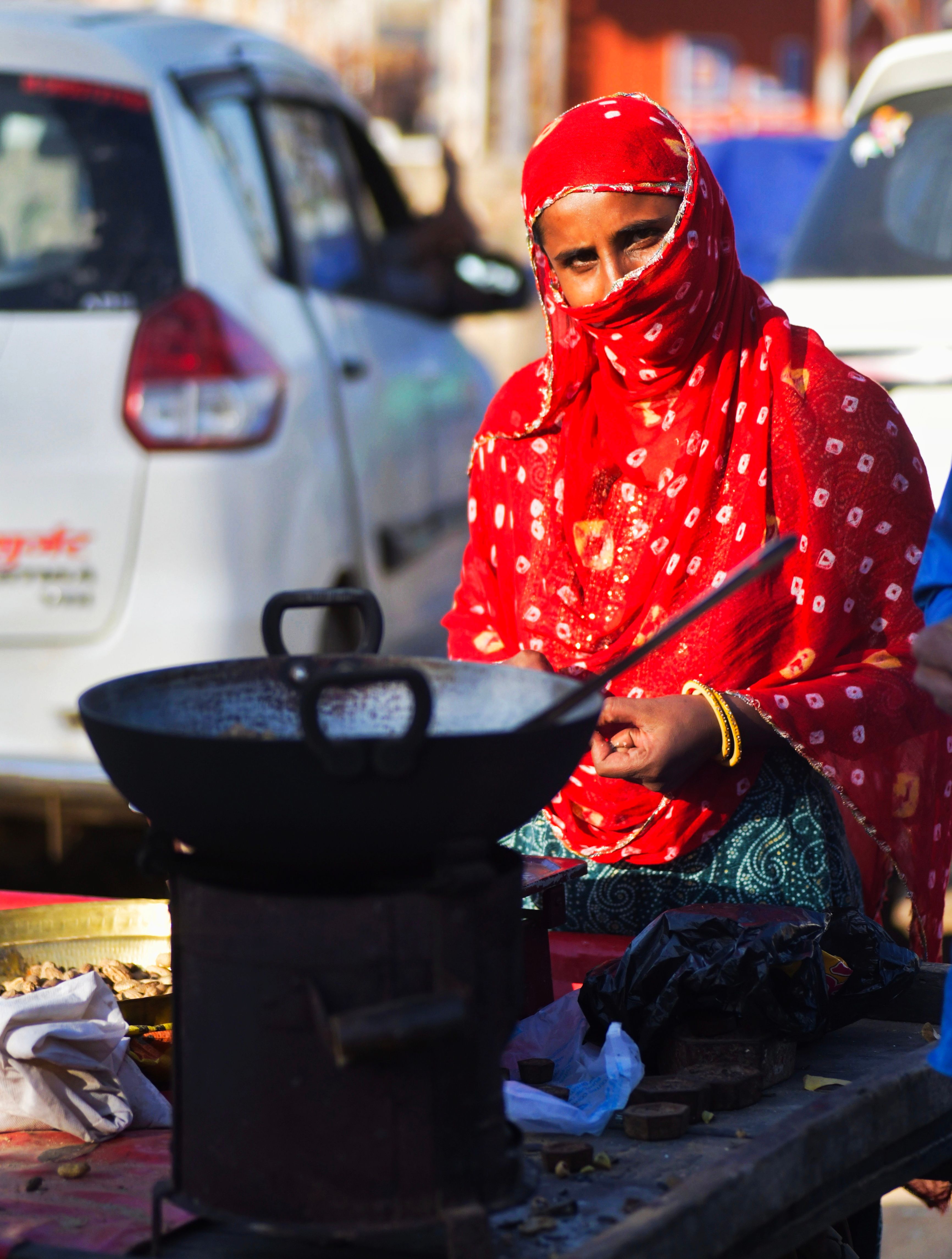 Traditional Indian Street Food Vendor Scene · Free Stock Photo