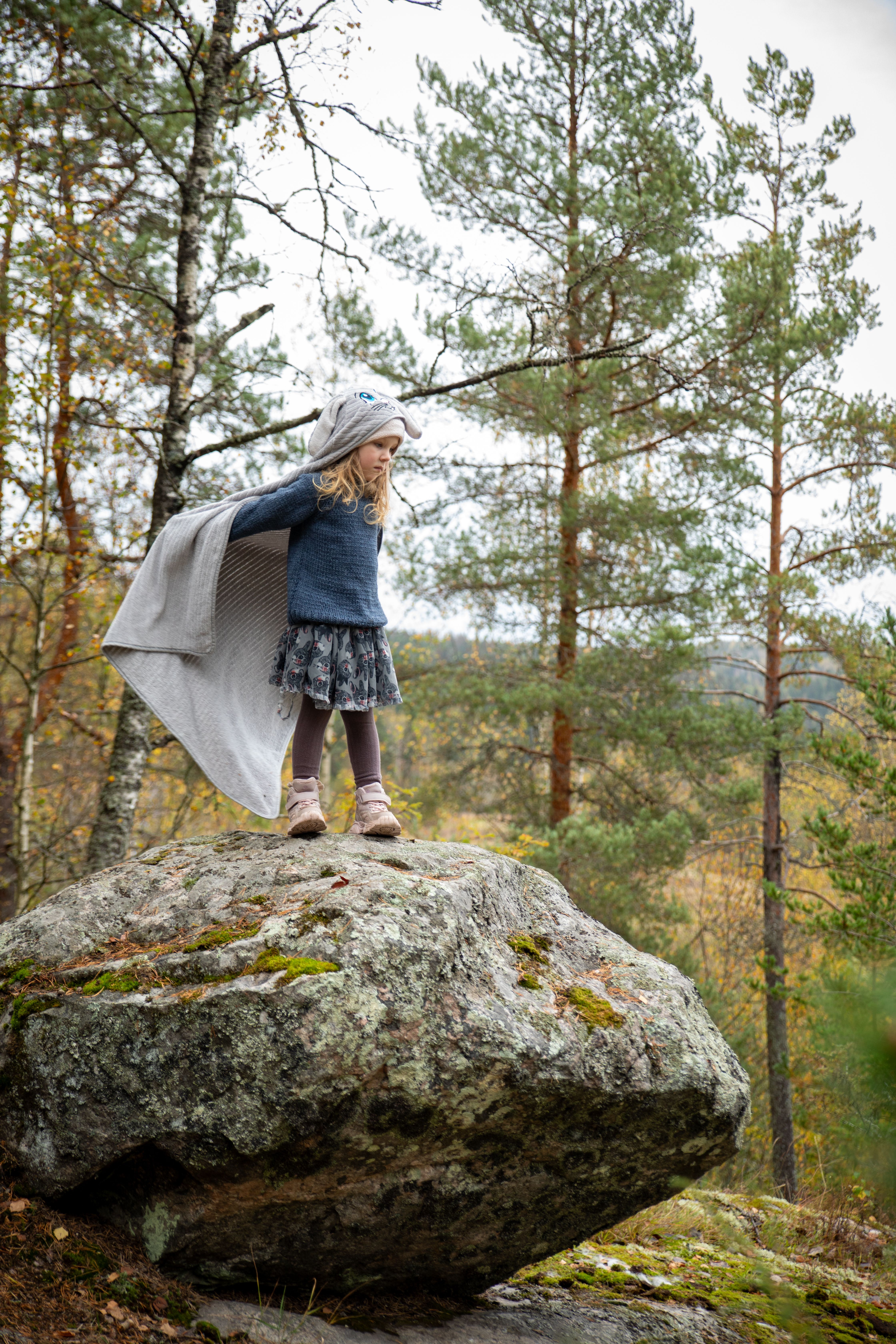 Child Playing in Forest with Blanket Cape · Free Stock Photo