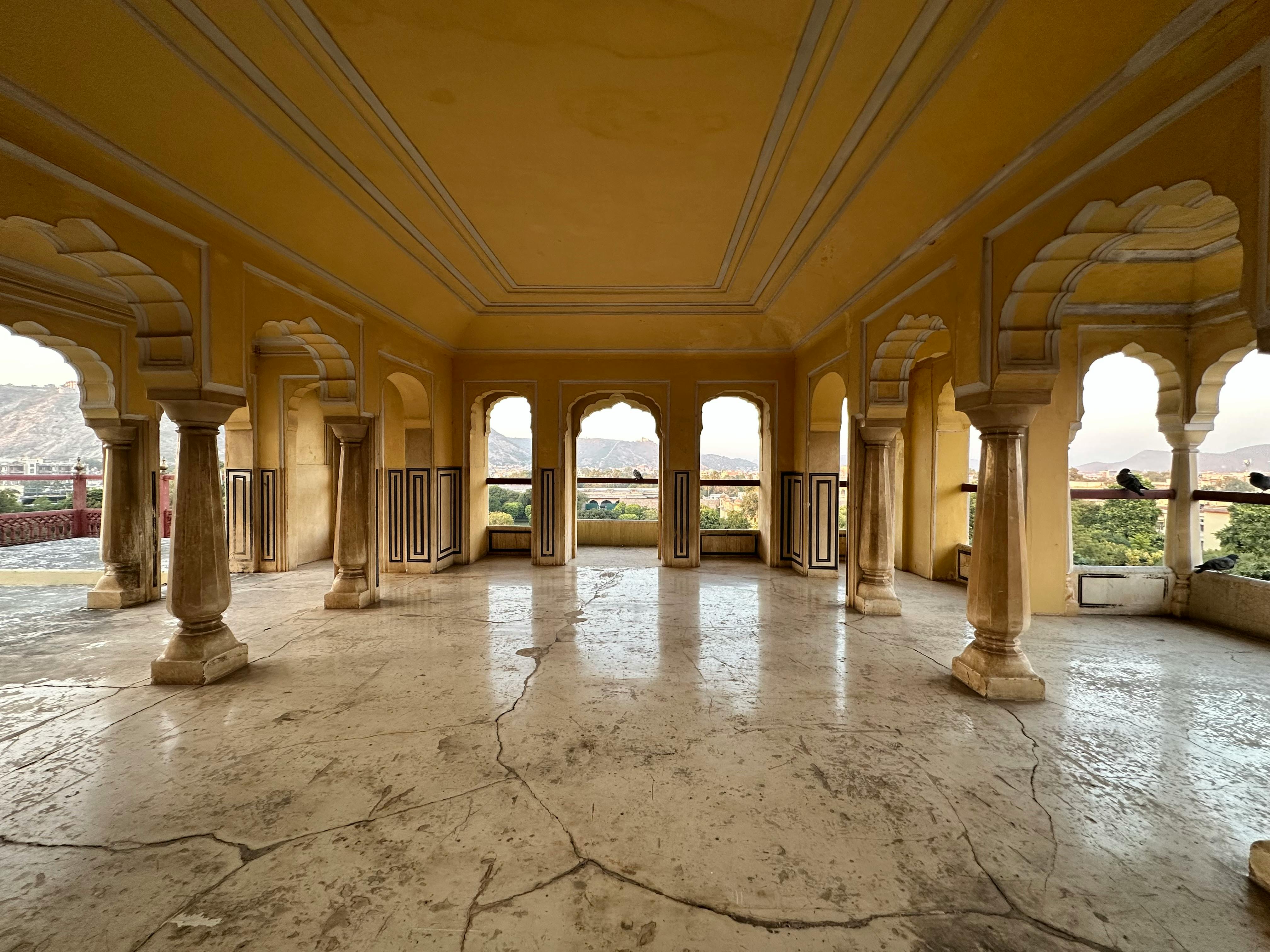 Historic Yellow Arched Pavilion Interior with Mountain View · Free ...