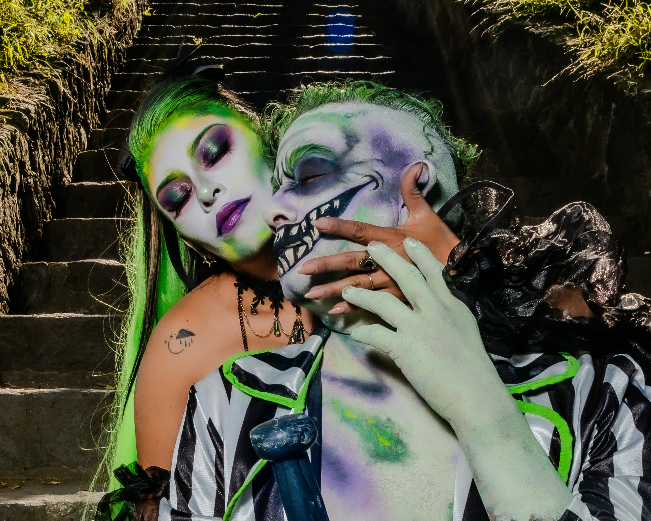 Surreal Makeup Fantasy Portrait on Stone Steps · Free Stock Photo