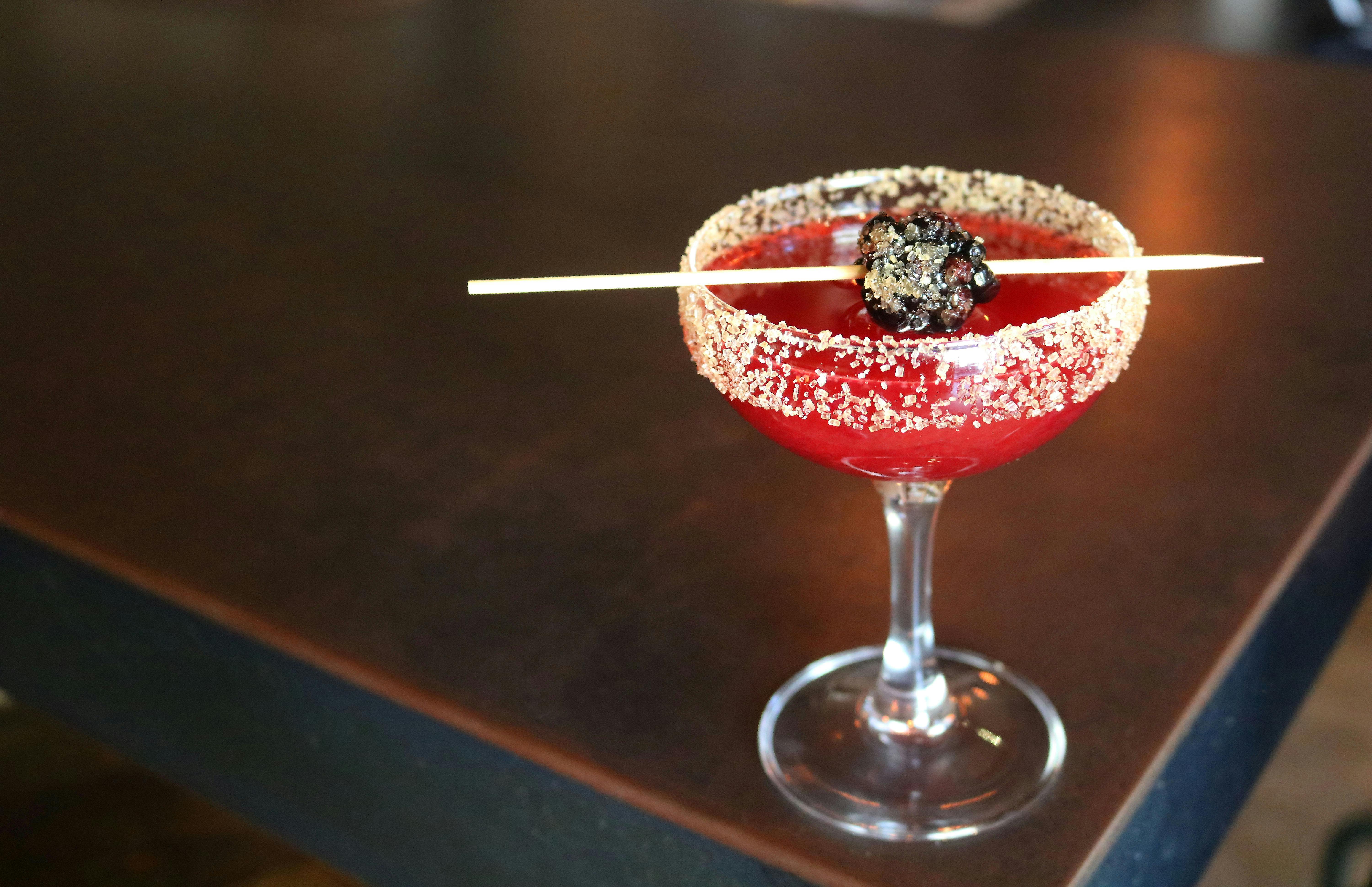 Elegant Blackberry Cocktail with Sugared Rim · Free Stock Photo