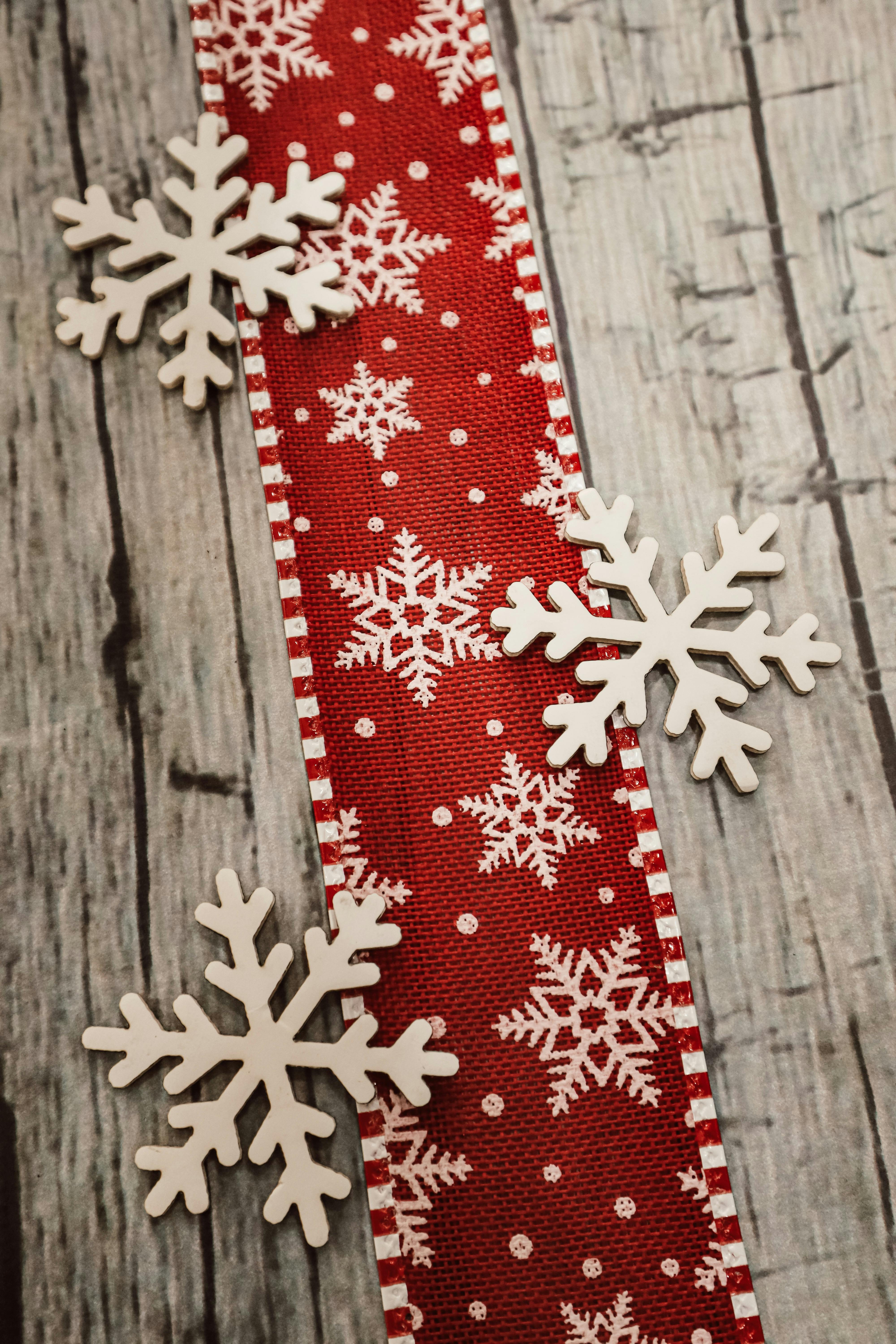 Festive Holiday Ribbon with Snowflake Design · Free Stock Photo
