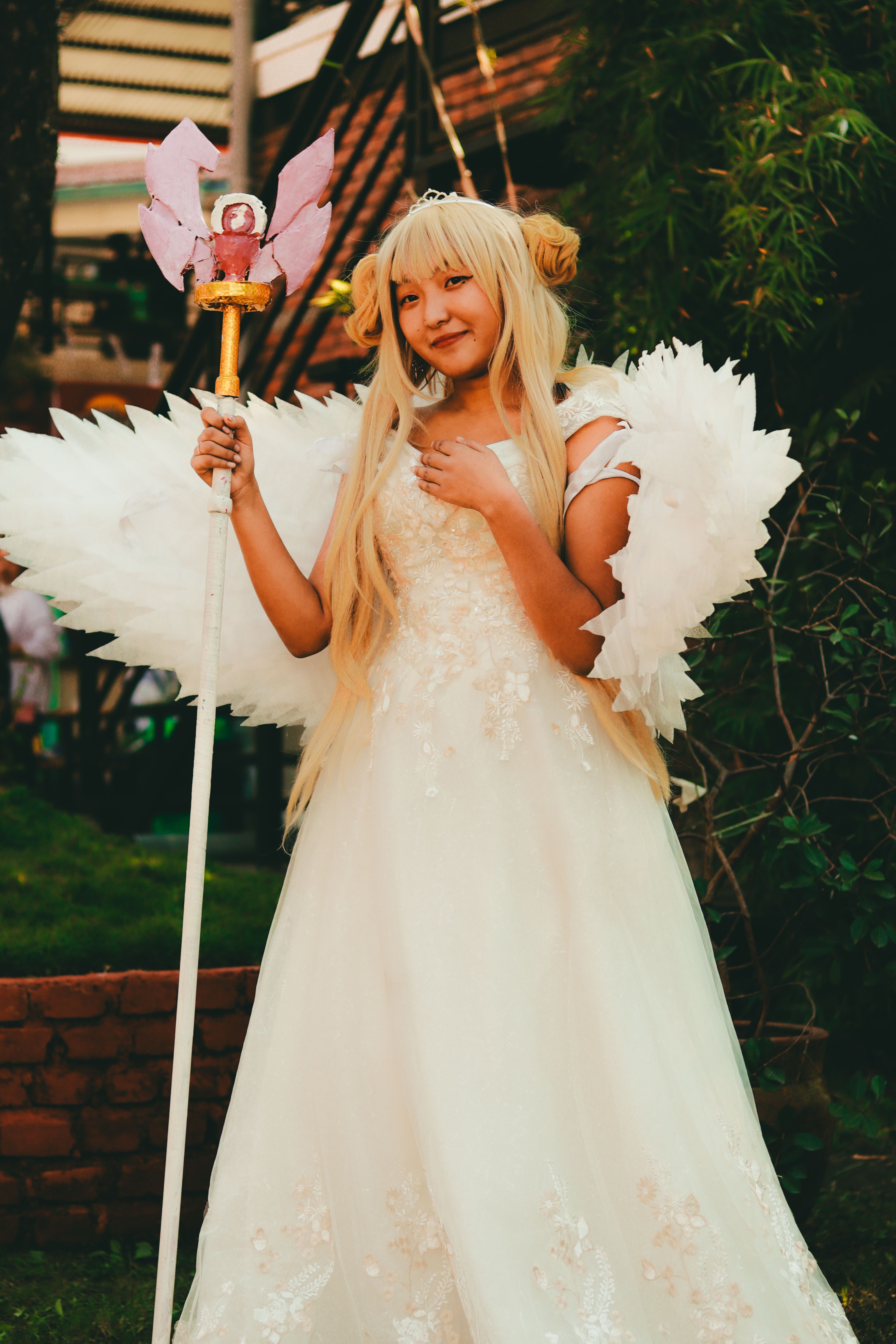 Cosplay Angel in Kathmandu Garden Setting · Free Stock Photo