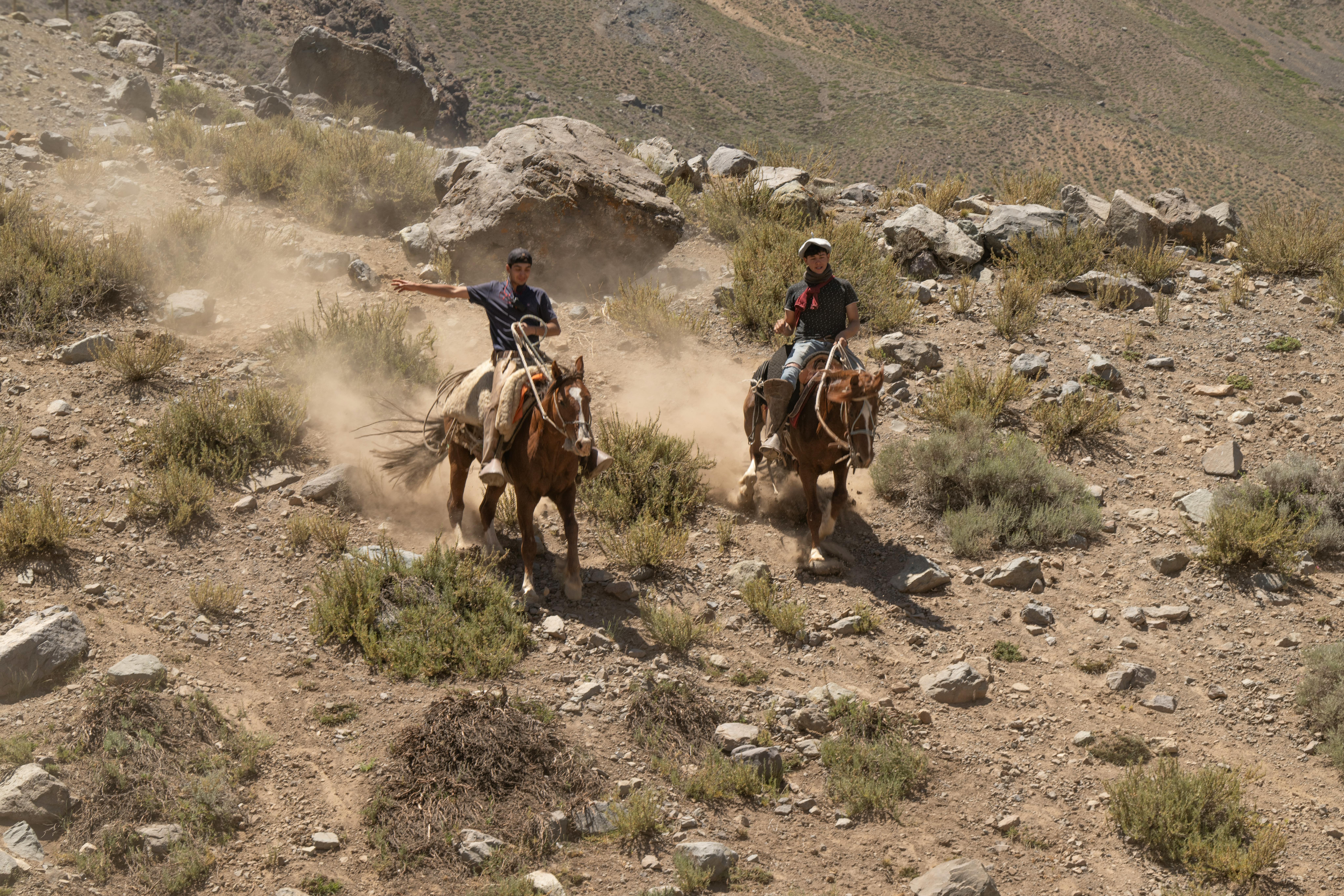 Daring Horseback Riders on Rugged Terrain · Free Stock Photo