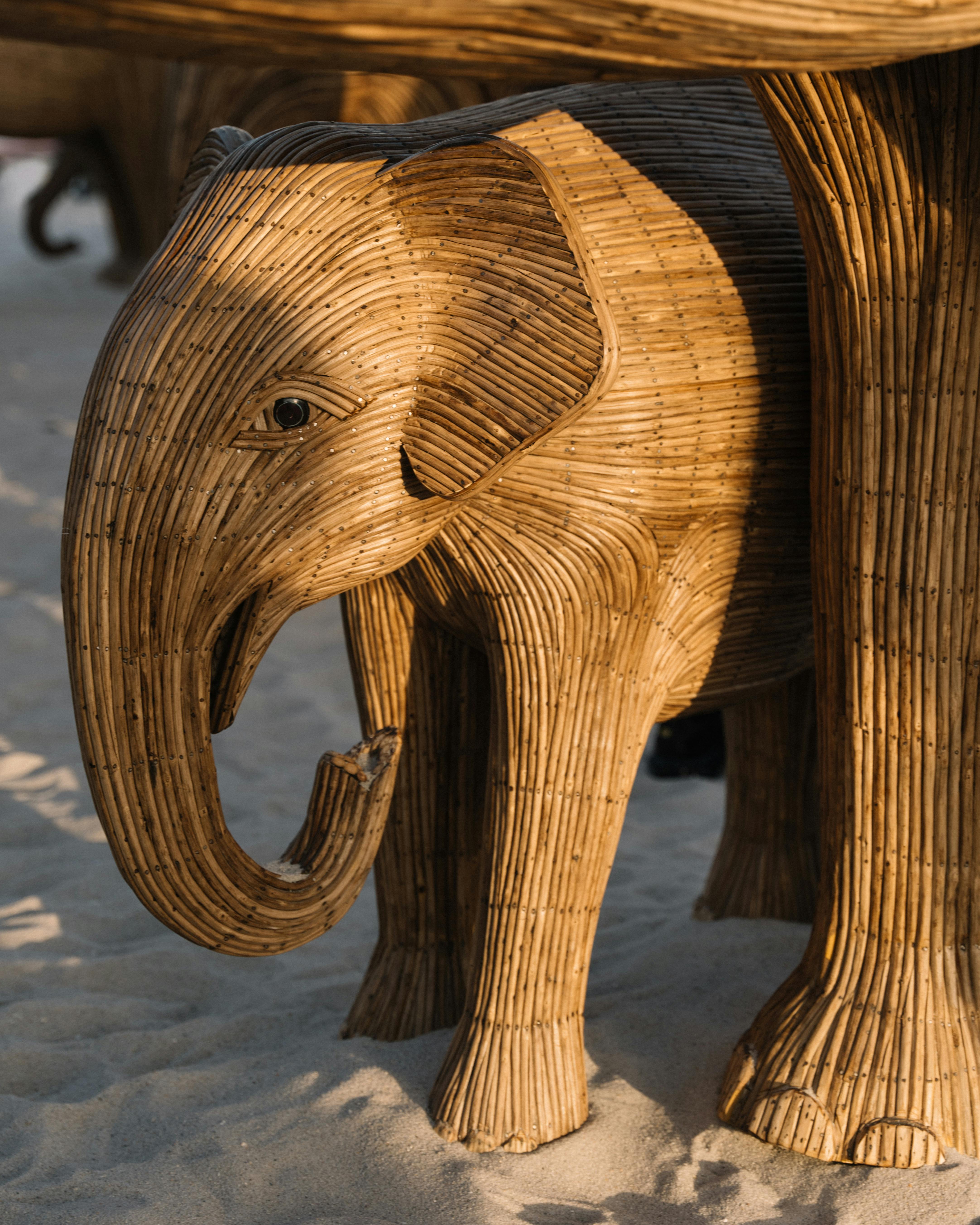 Artistic Bamboo Elephant at Miami Beach Installation · Free Stock Photo