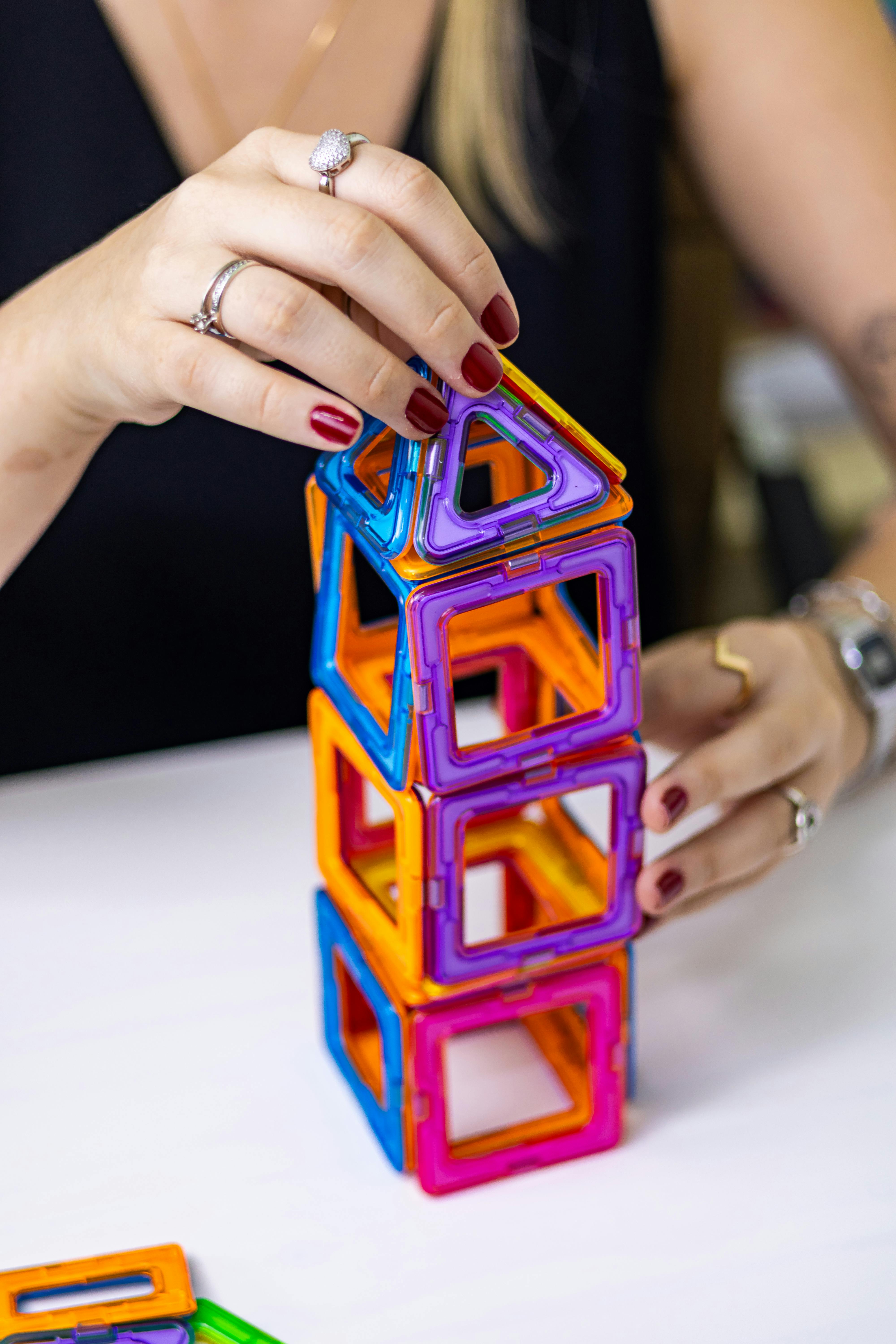 Colorful Magnetic Building Blocks Tower Fun · Free Stock Photo