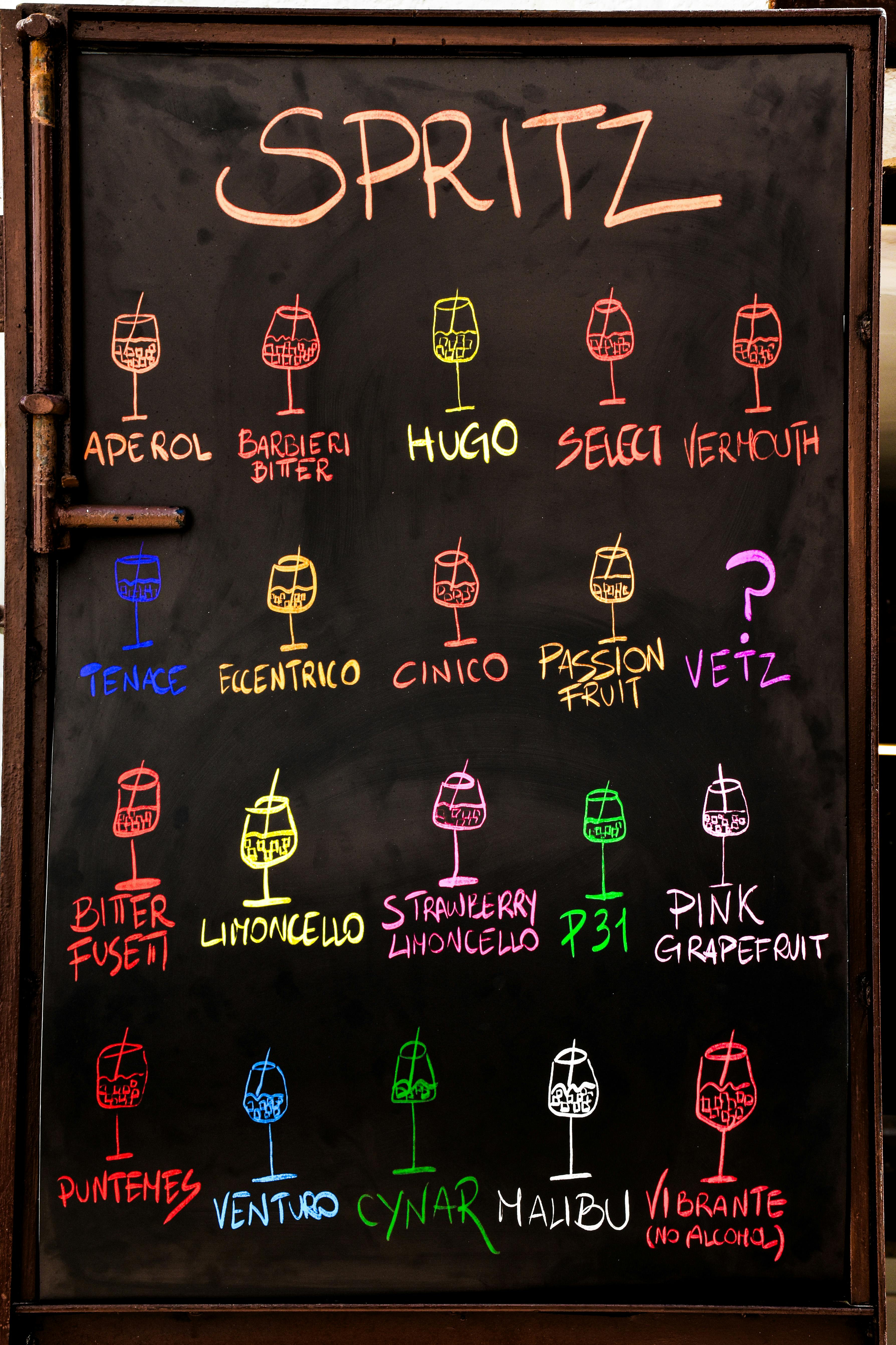 Menù Multicolore Di Spritz Drinks Su Lavagna · Immagine gratuita