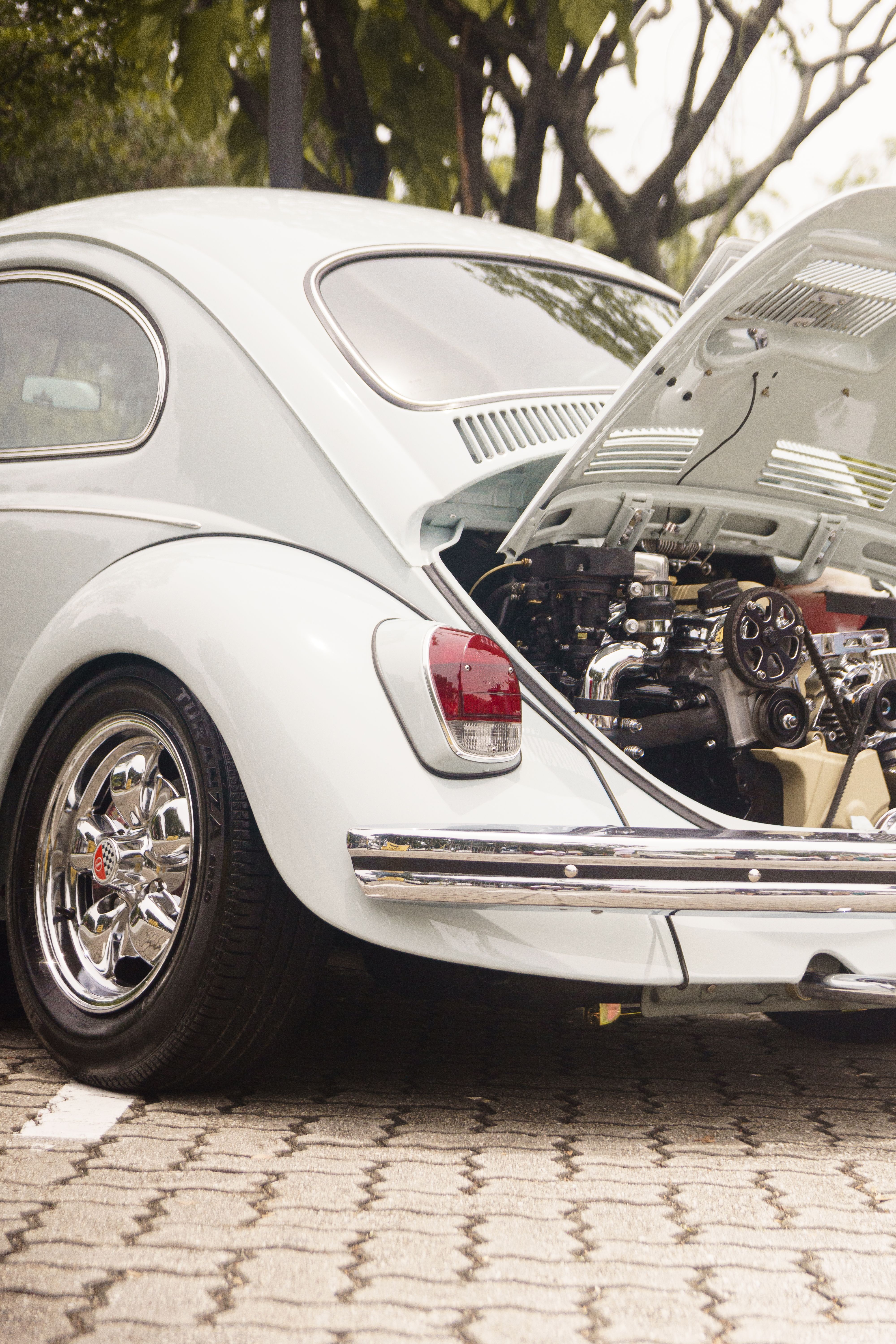 Vintage Volkswagen Beetle with Open Engine Bay · Free Stock Photo