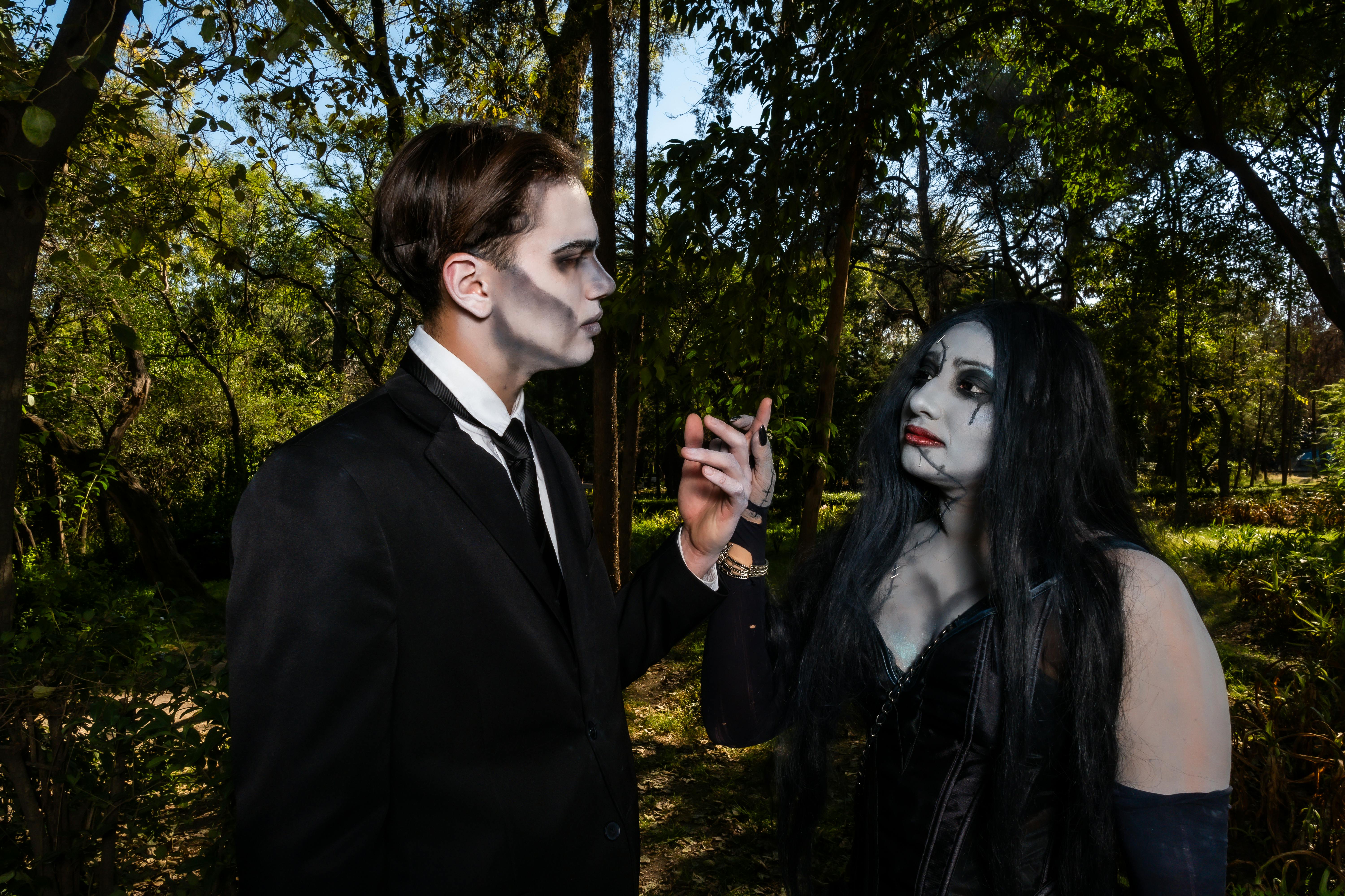 Surreal Gothic Makeup in Forest Setting · Free Stock Photo