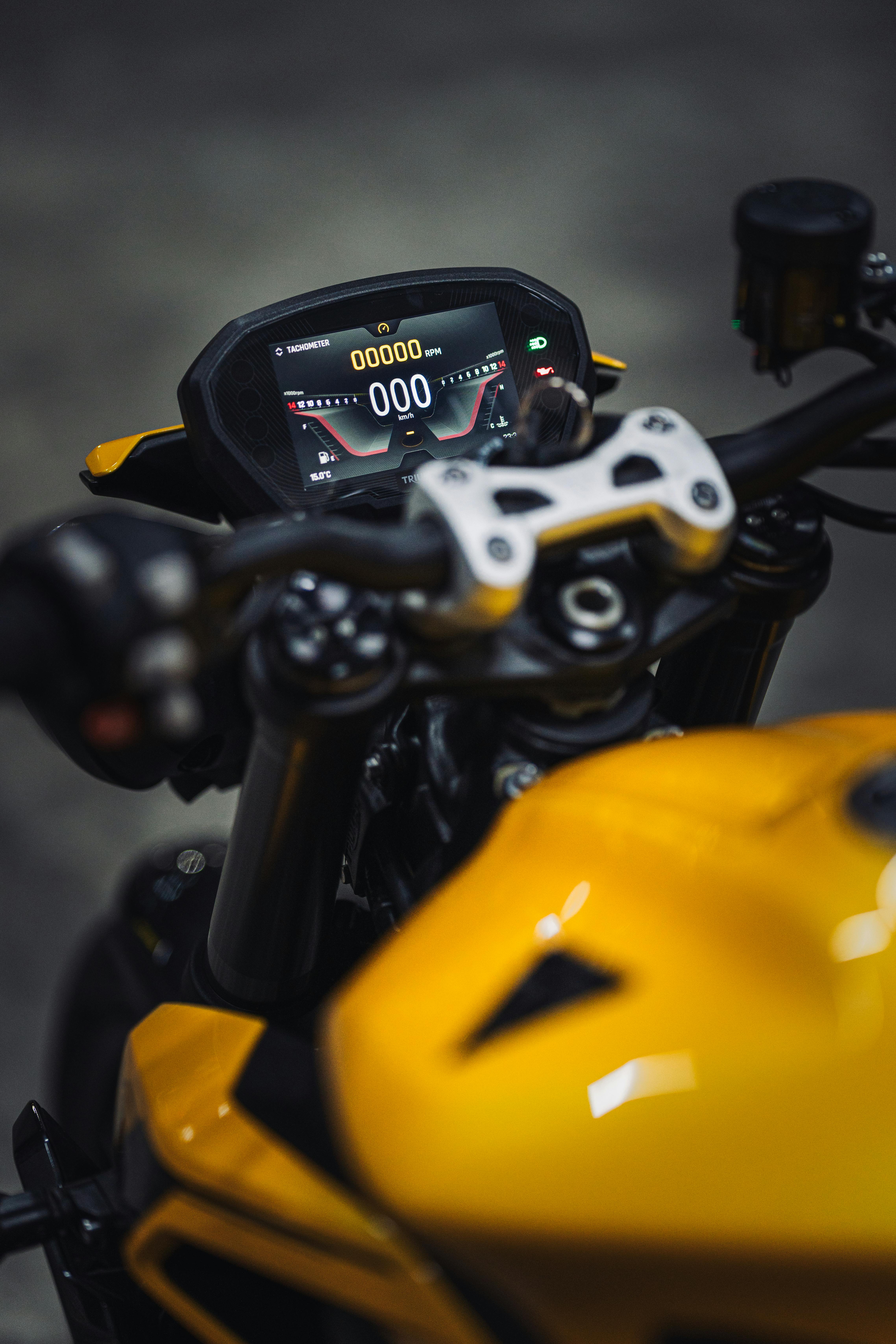 Close-up View of a Modern Motorcycle's Dashboard · Free Stock Photo