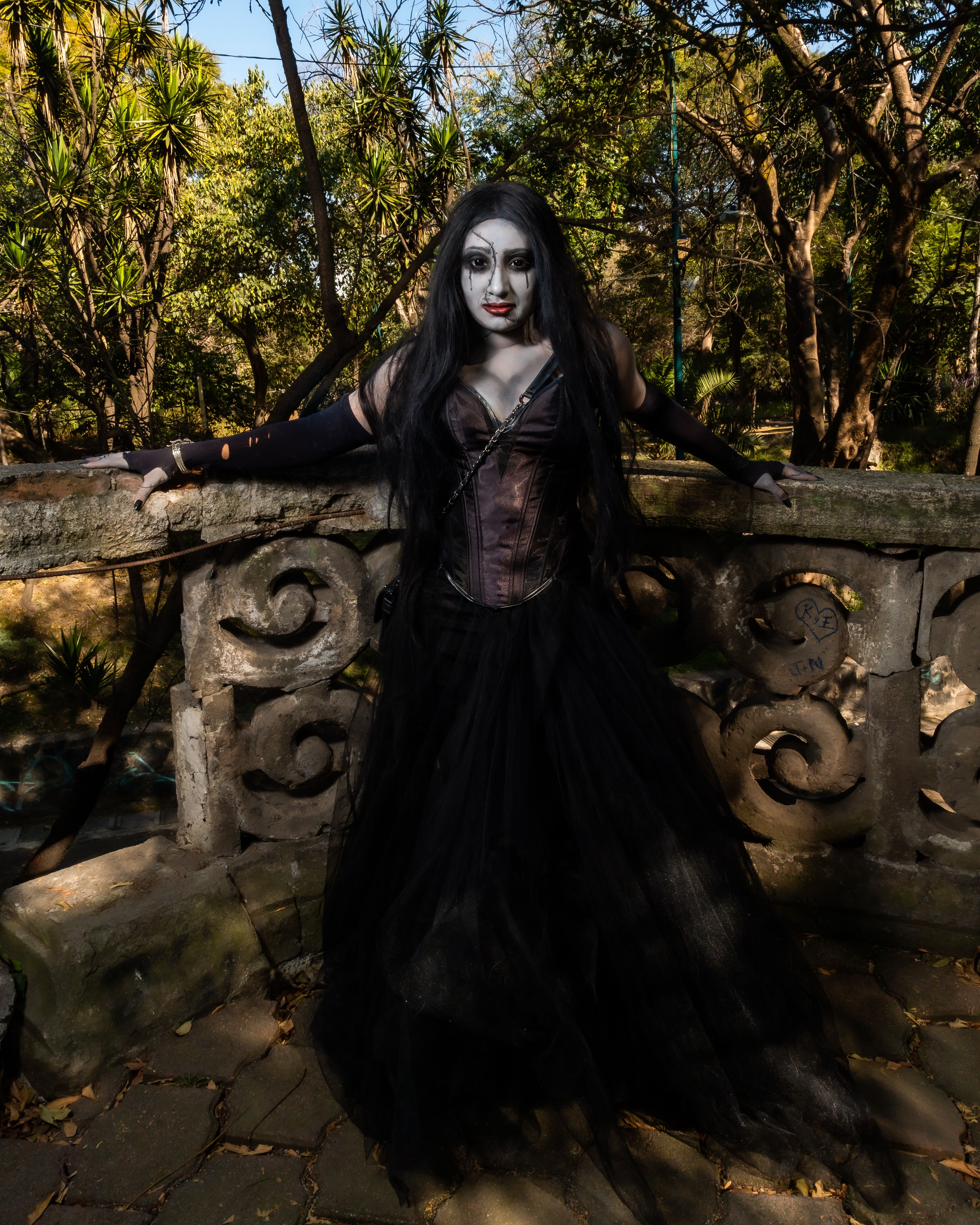 Gothic Woman in Dark Makeup at Historic Park in Mexico City · Free ...