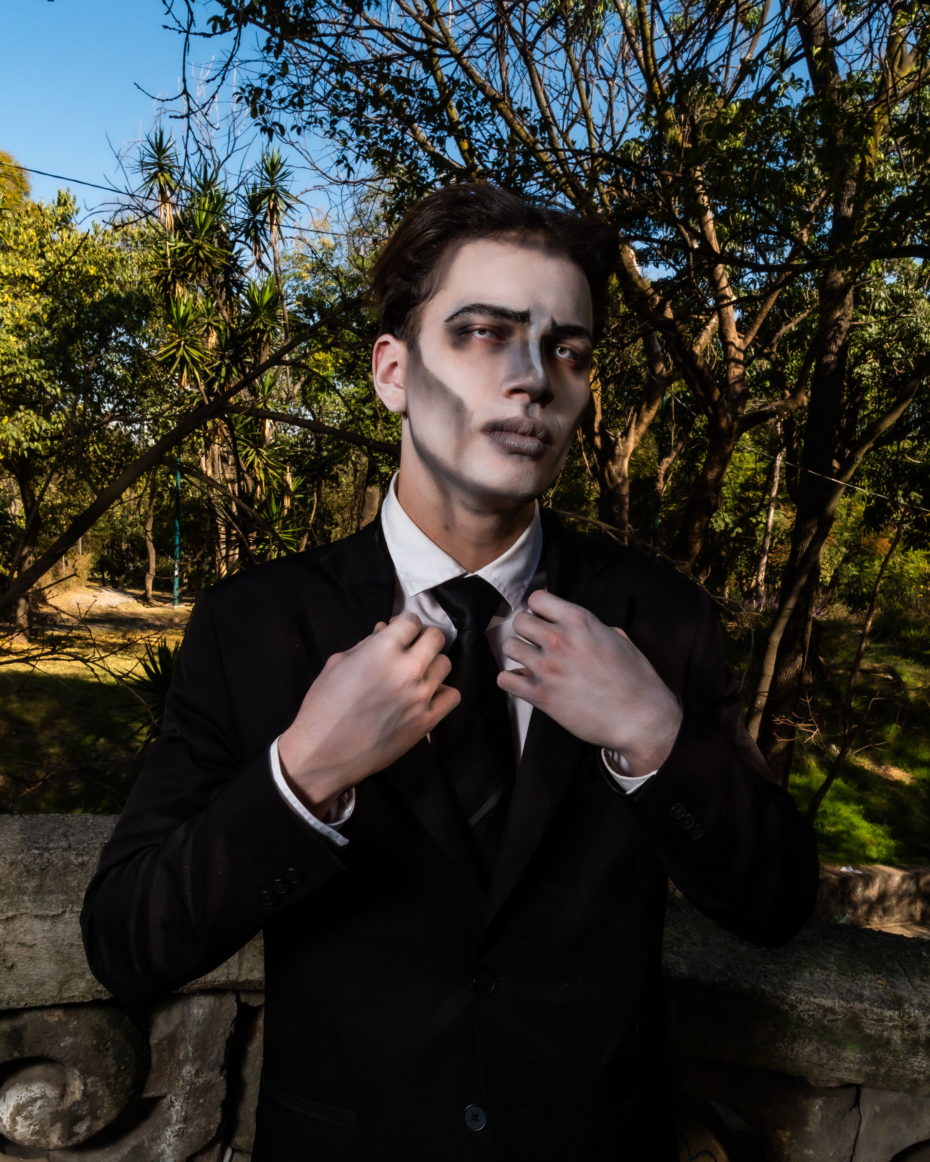 Surreal Portrait with Dramatic Makeup Outdoors · Free Stock Photo