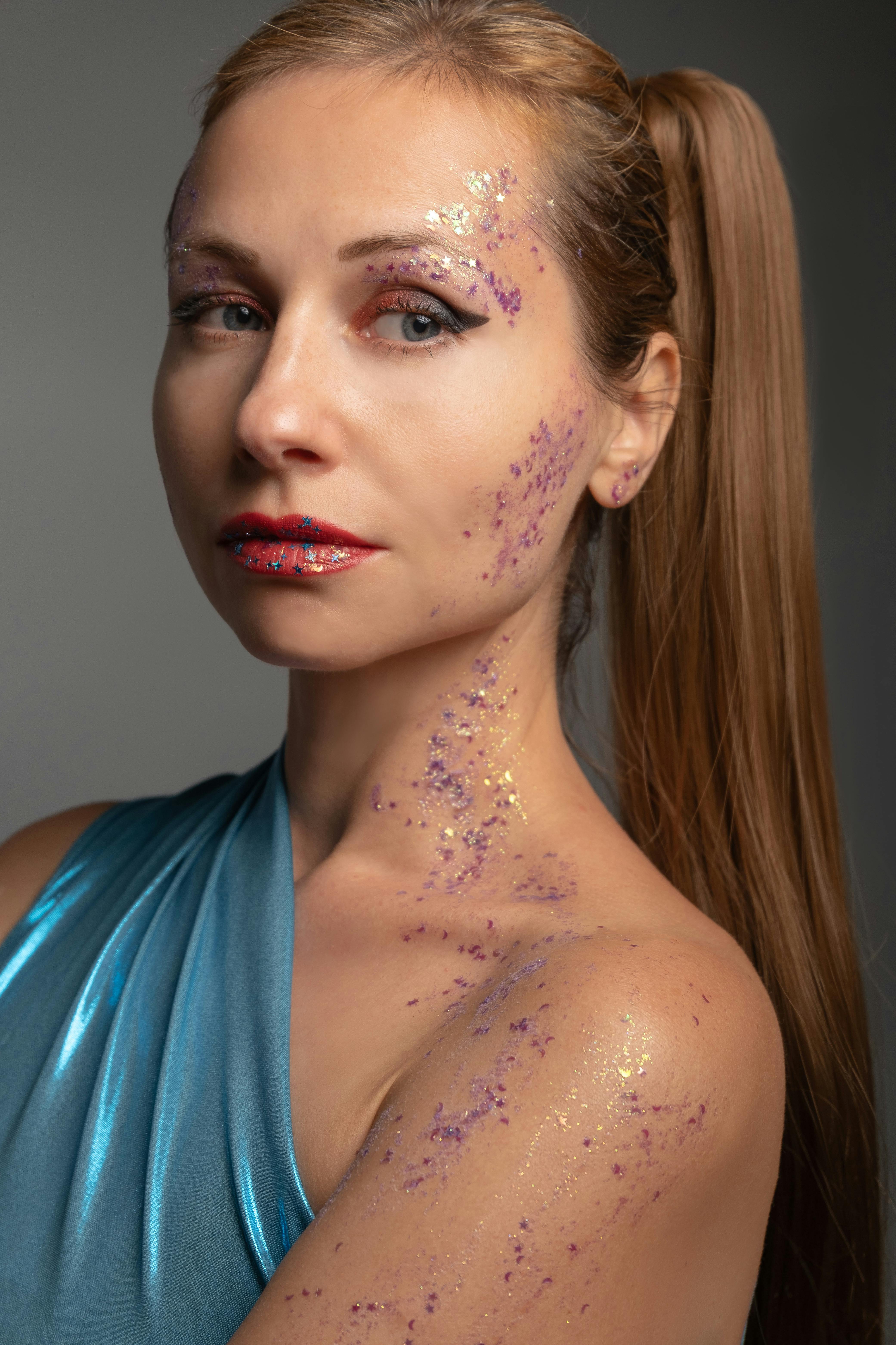 Elegant Portrait of Woman with Glitter Makeup · Free Stock Photo
