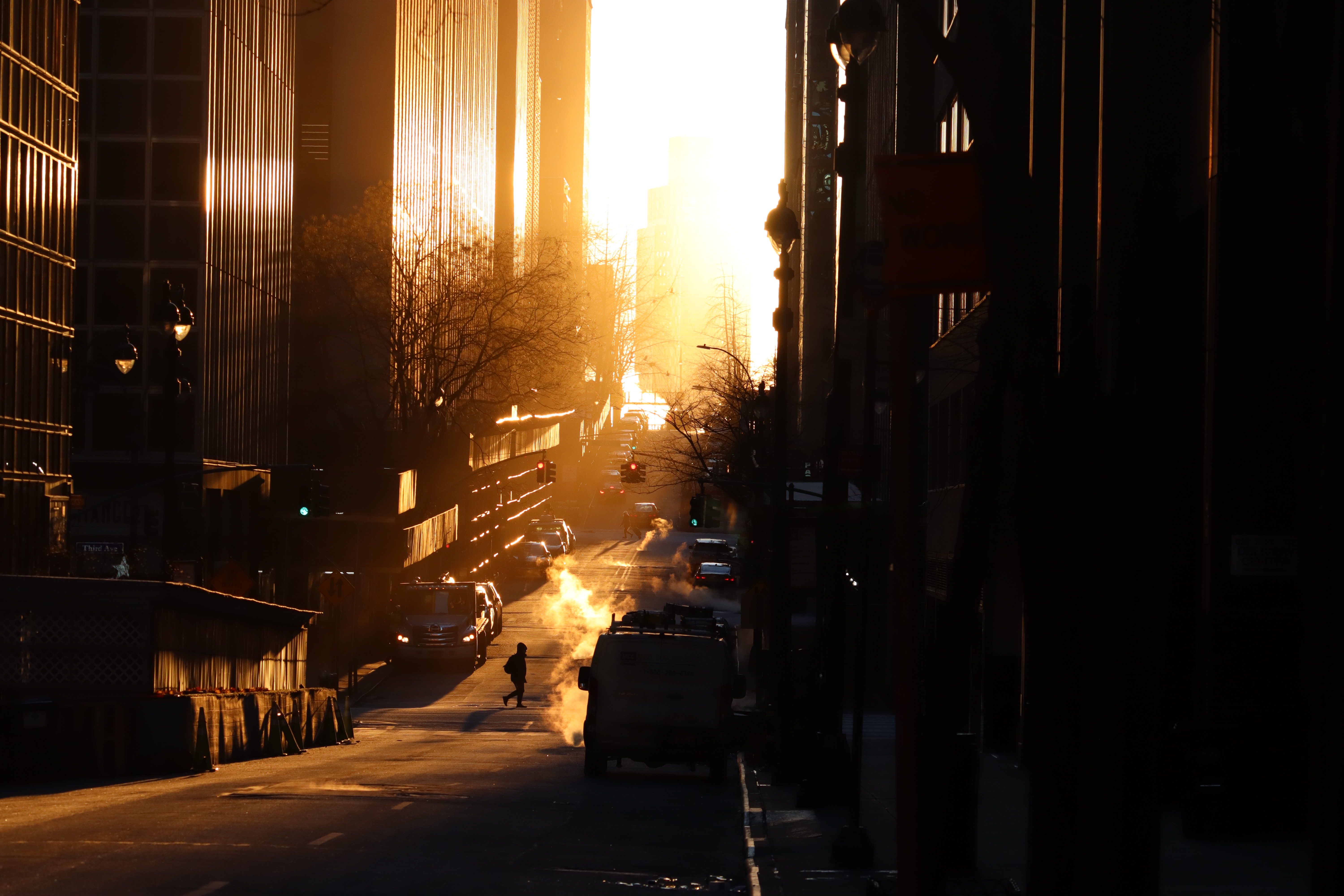 Dramatic Urban Sunset on a City Street · Free Stock Photo