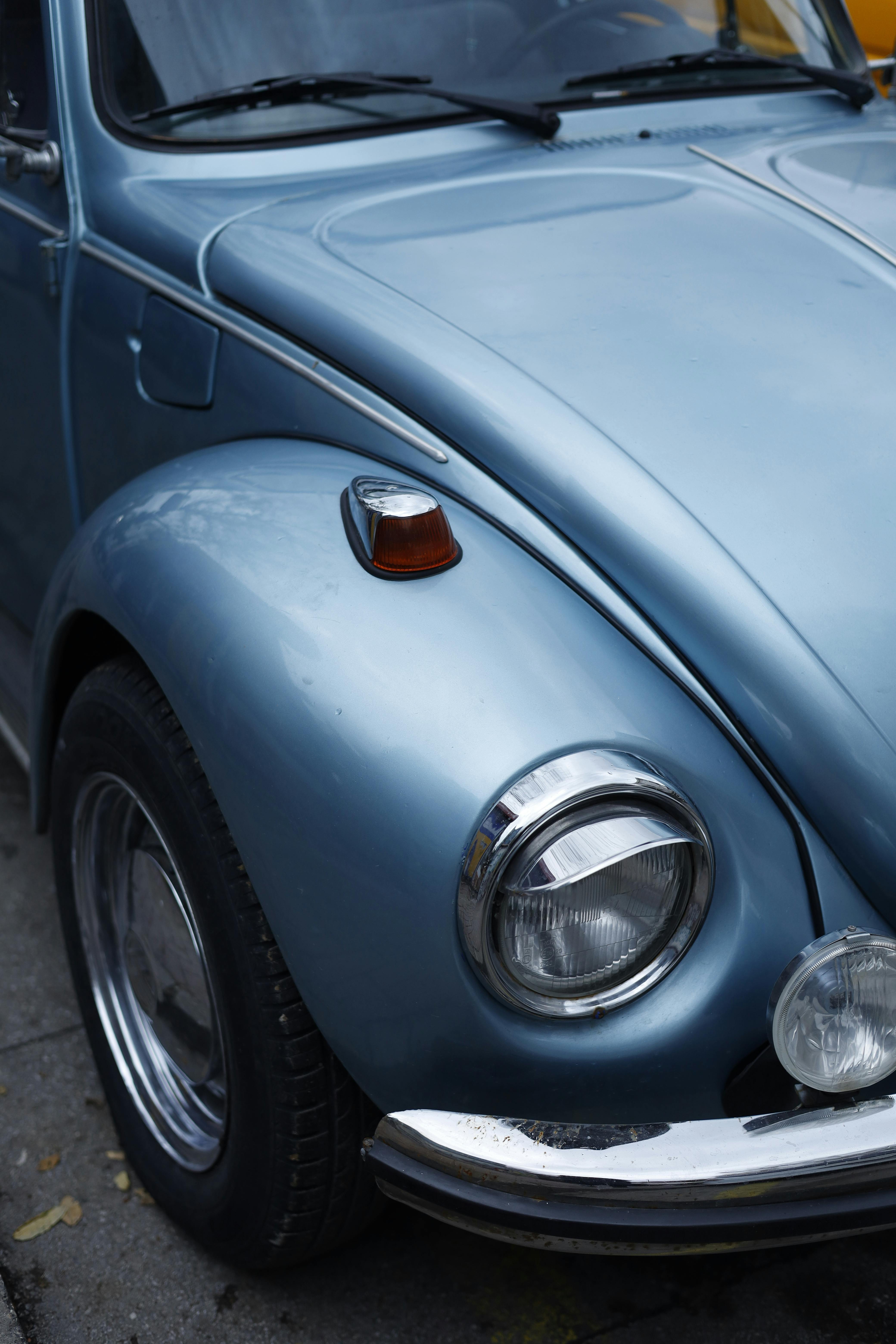 Vintage Blue Classic Car Front Detail · Free Stock Photo