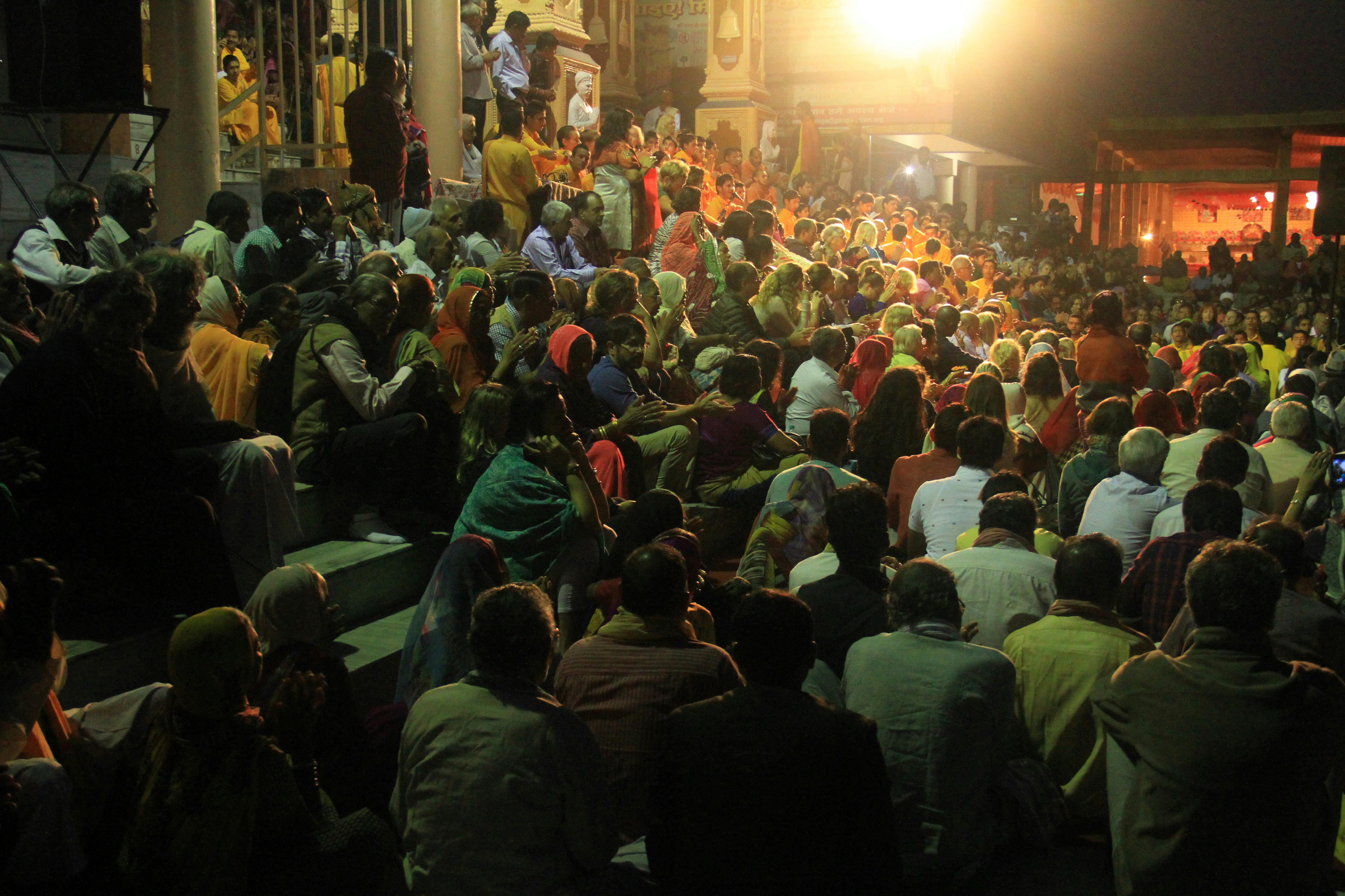 Large Crowd Gathered for Evening Ritual Ceremony Outdoors · Free Stock ...