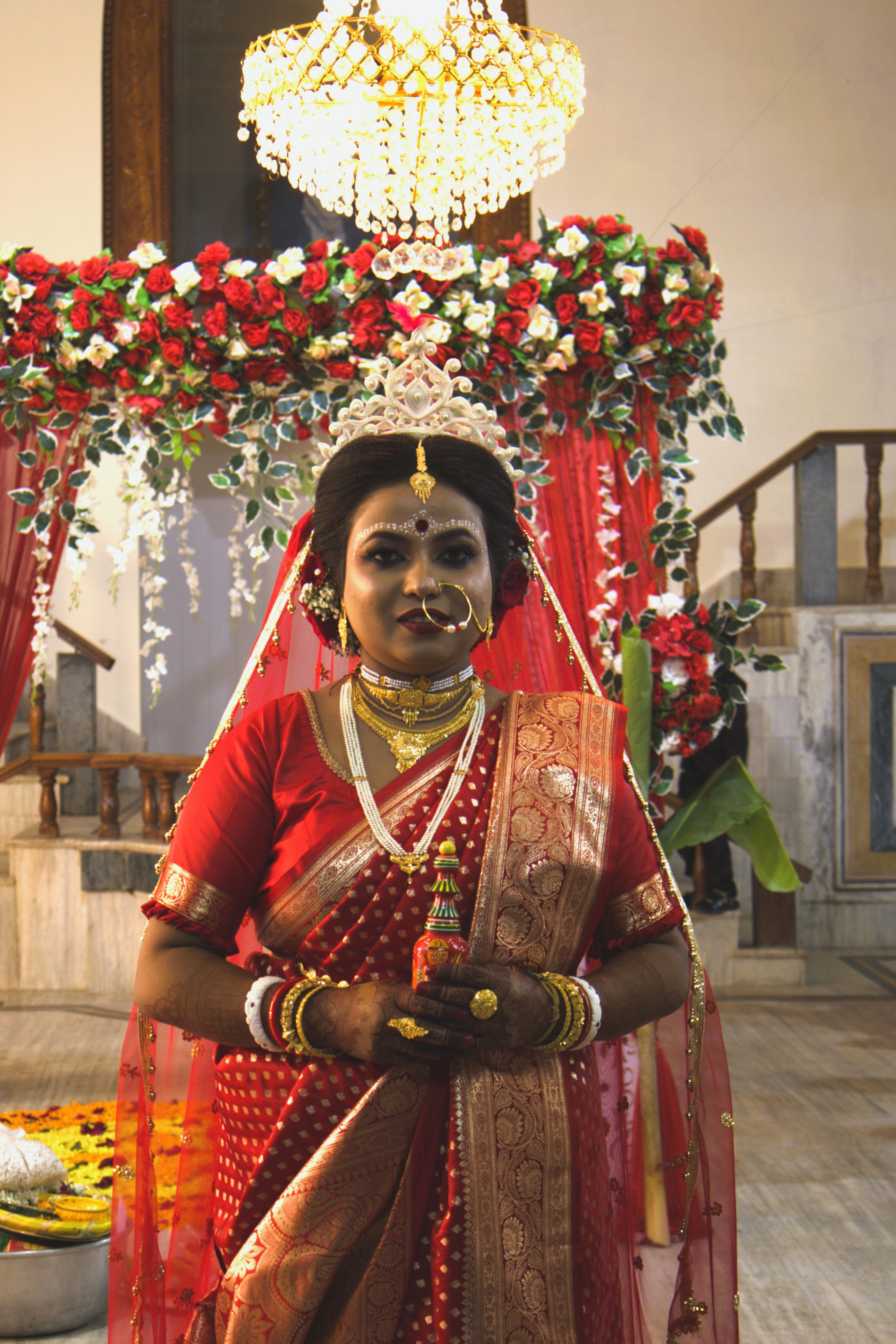 Traditional Indian Bridal Portrait in Elegant Attire · Free Stock Photo