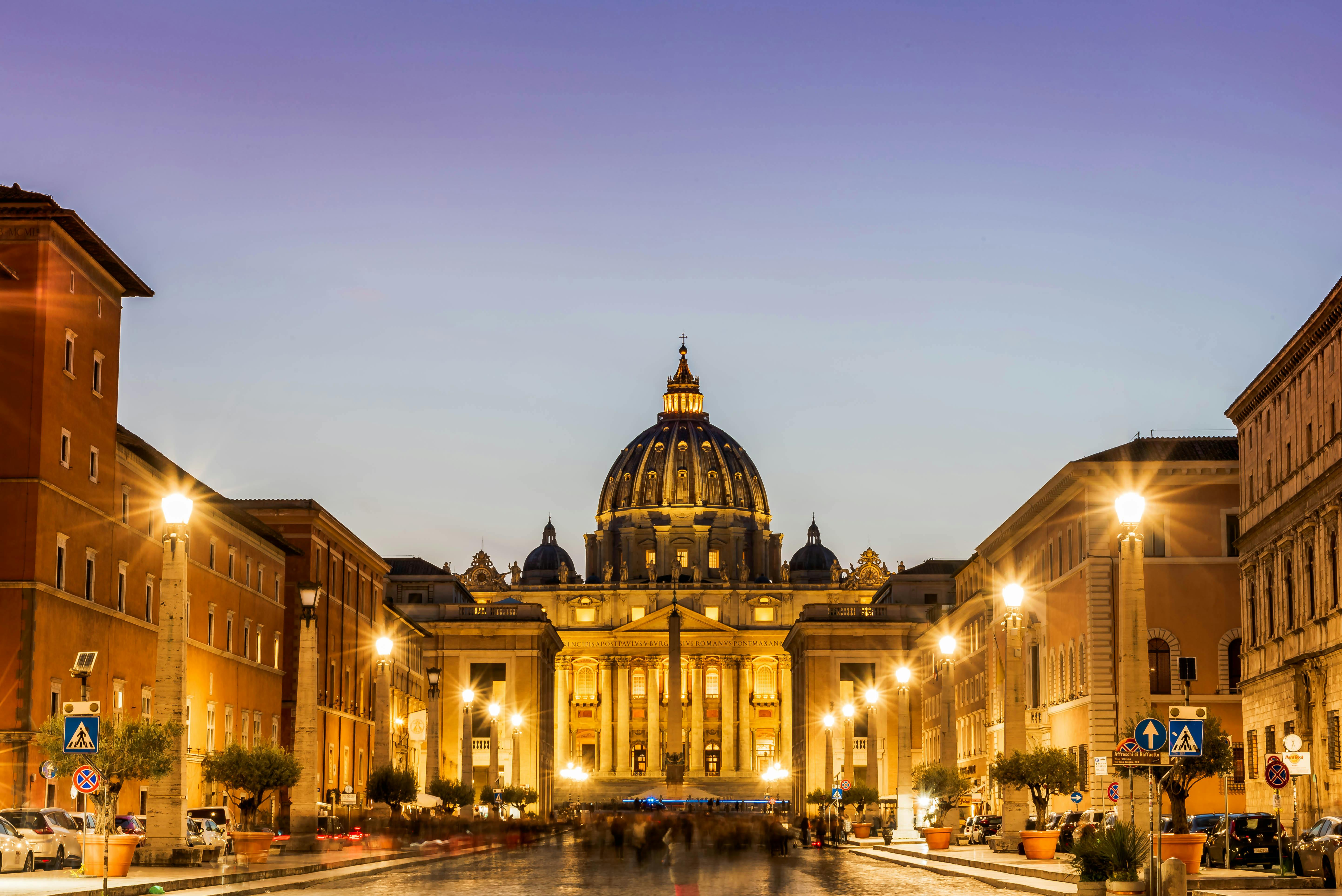 St. Peter's Basilica at Twilight in Rome · Free Stock Photo