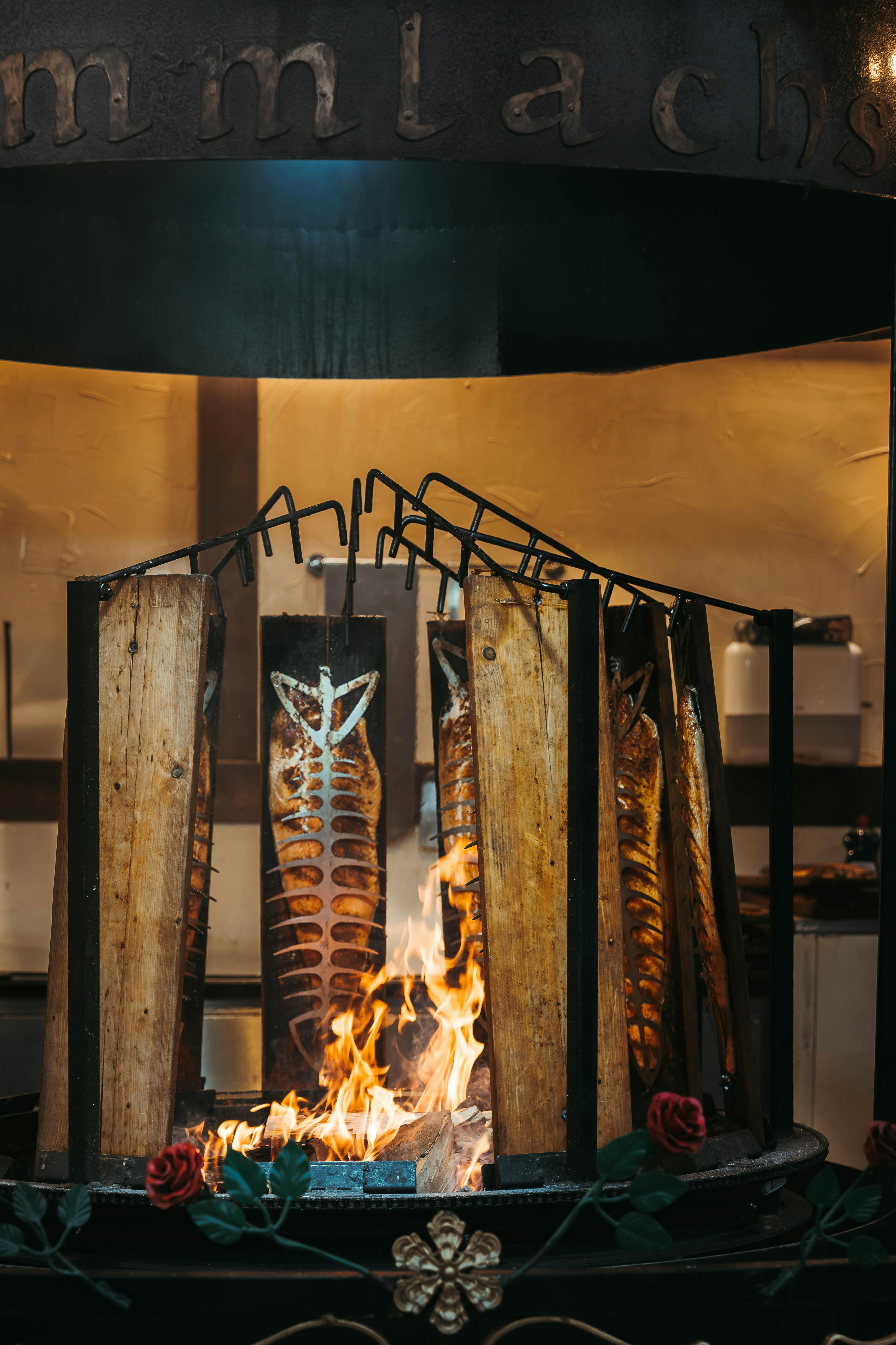 Traditional Style Fish Grill with Open Flame · Free Stock Photo