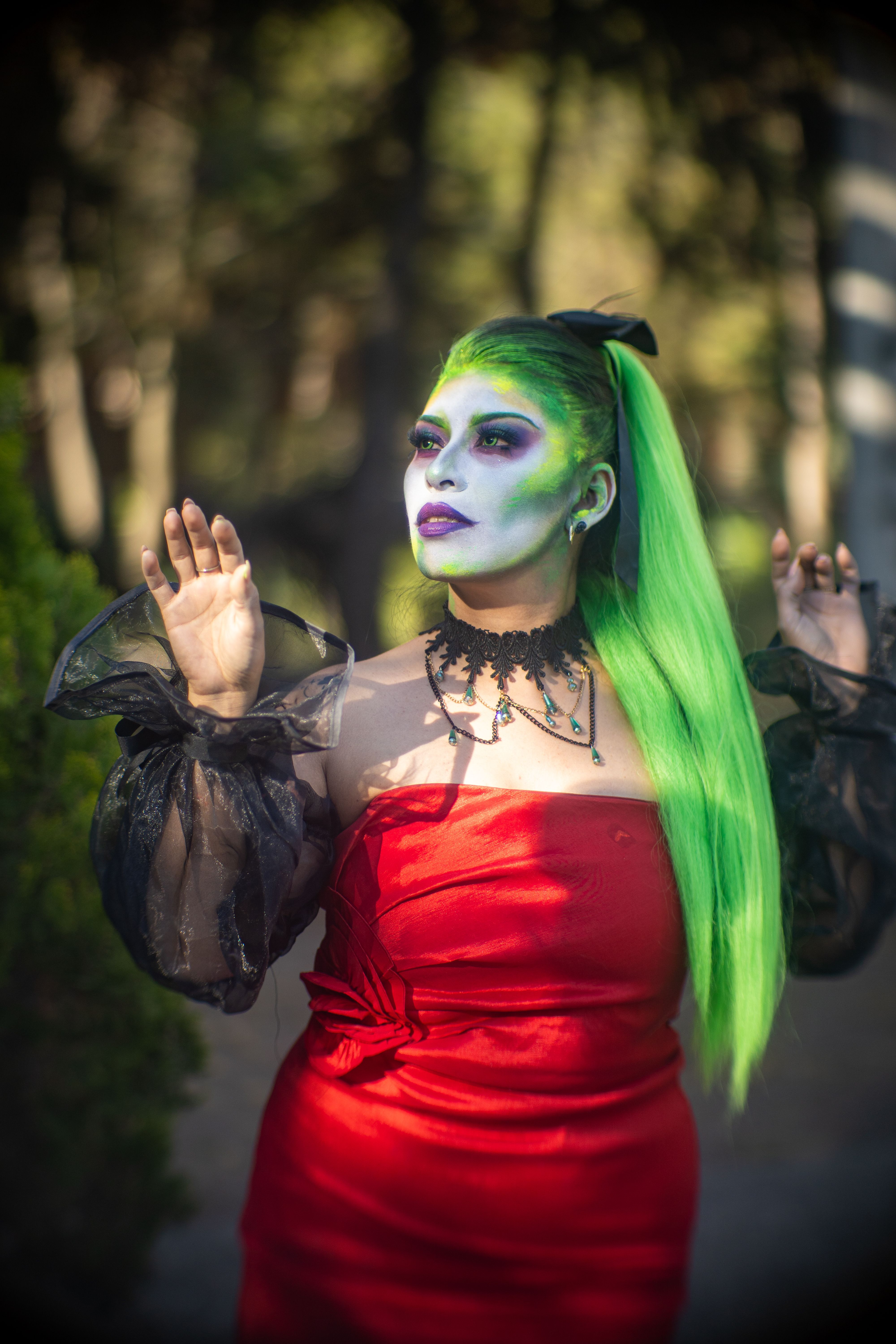 Gothic Costume Makeup with Green Hair in Mexico City · Free Stock Photo