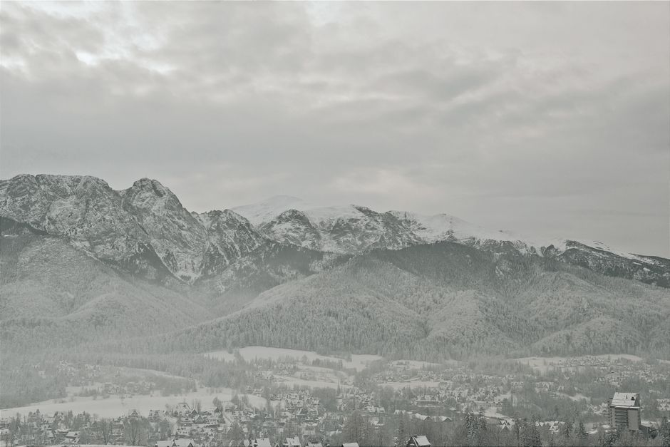 Tatra Mountains view with peaks above Zakopane