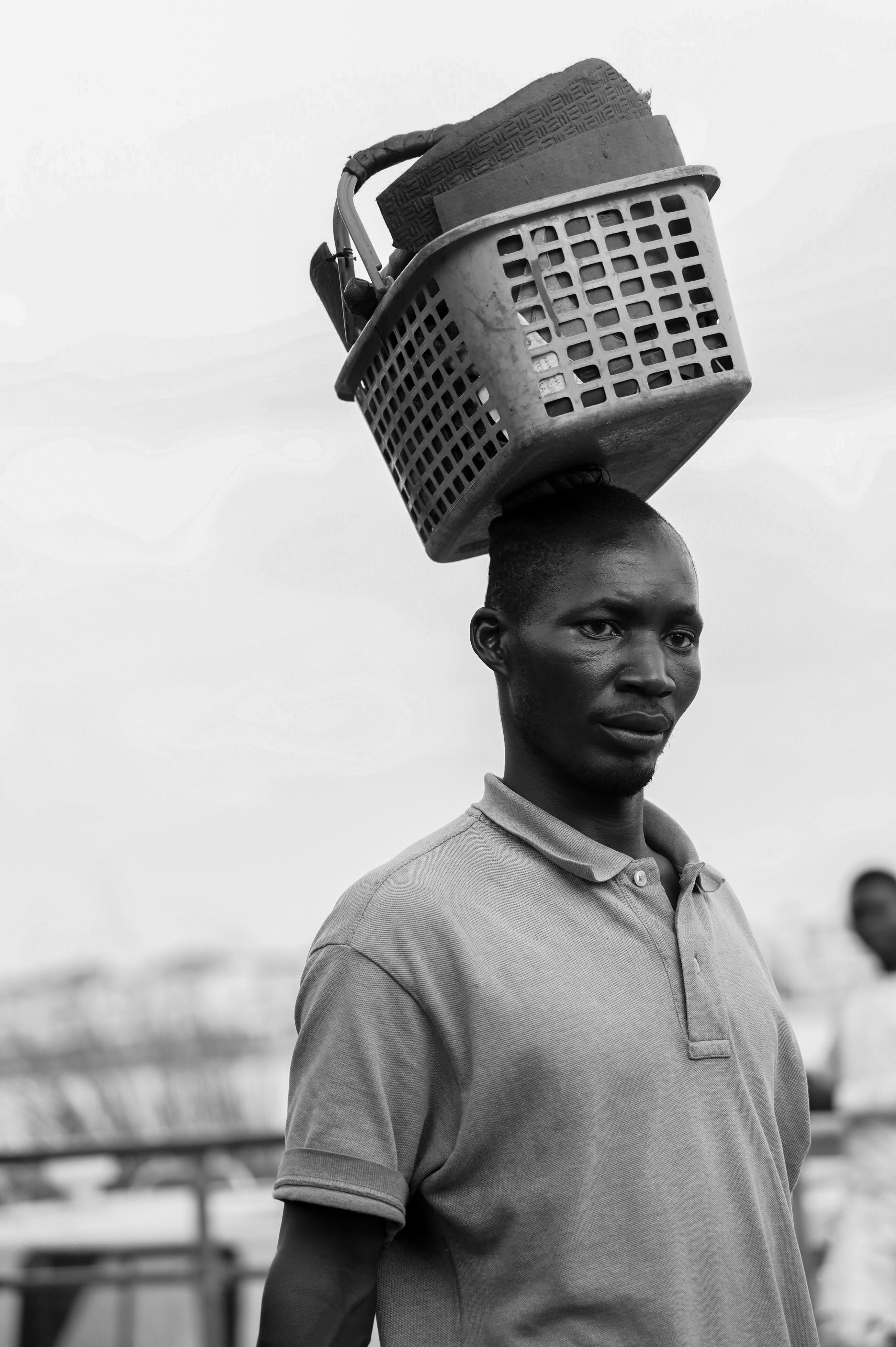 Man Balancing Basket on Head Street Photography · Free Stock Photo