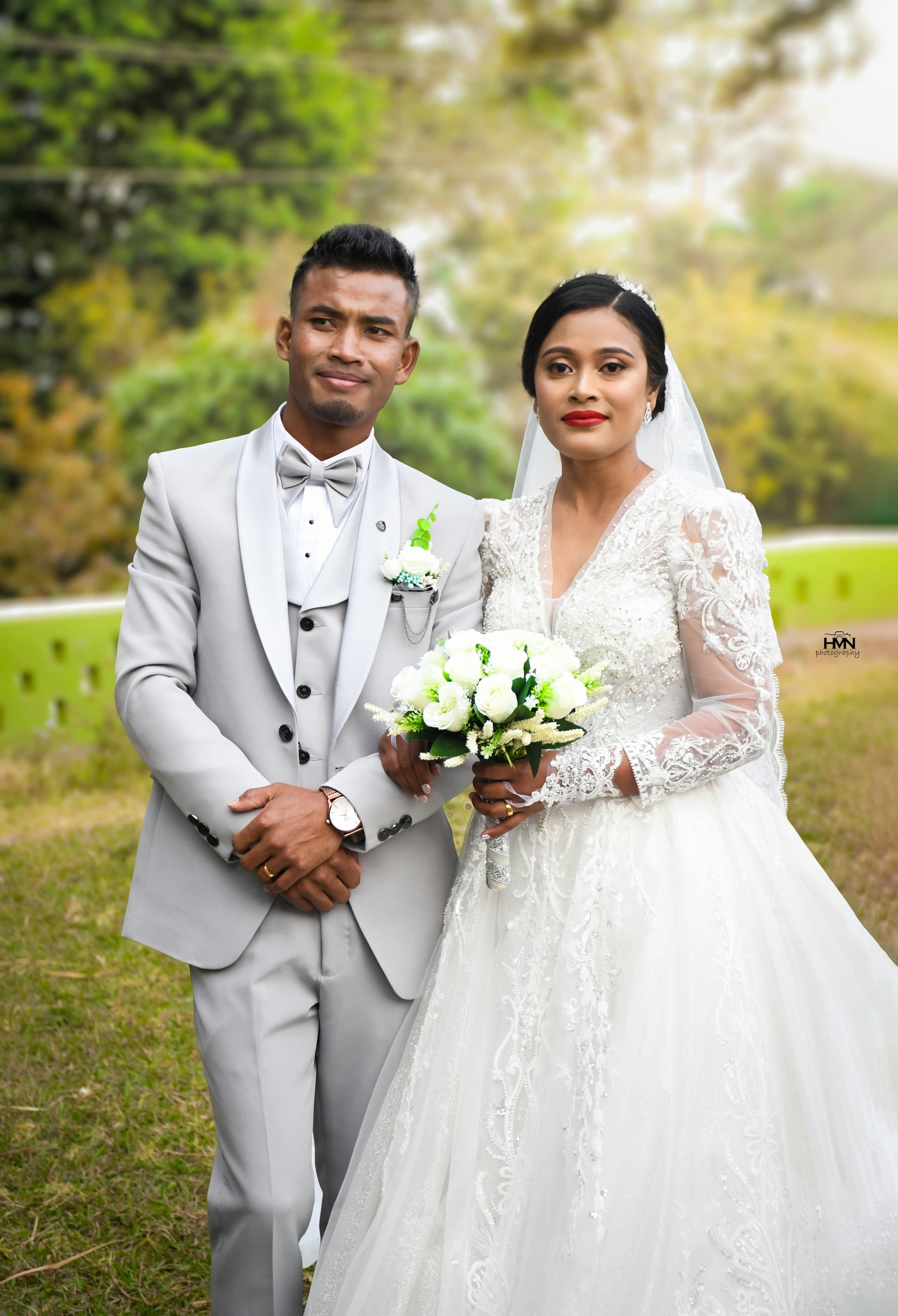 Elegant Outdoor Wedding Portrait of Couple · Free Stock Photo