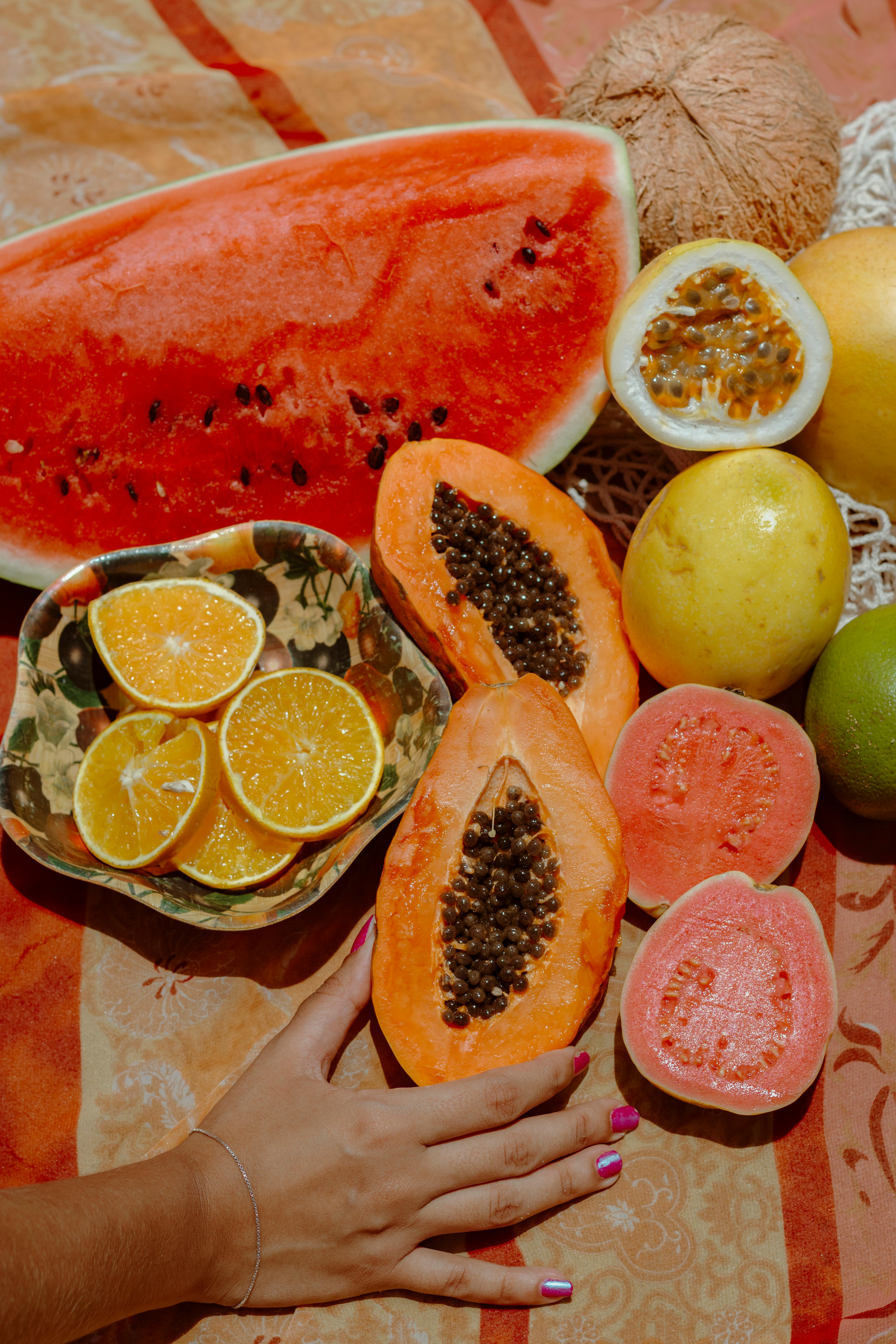 Colorful tropical fruit display for summer vibes · Free Stock Photo