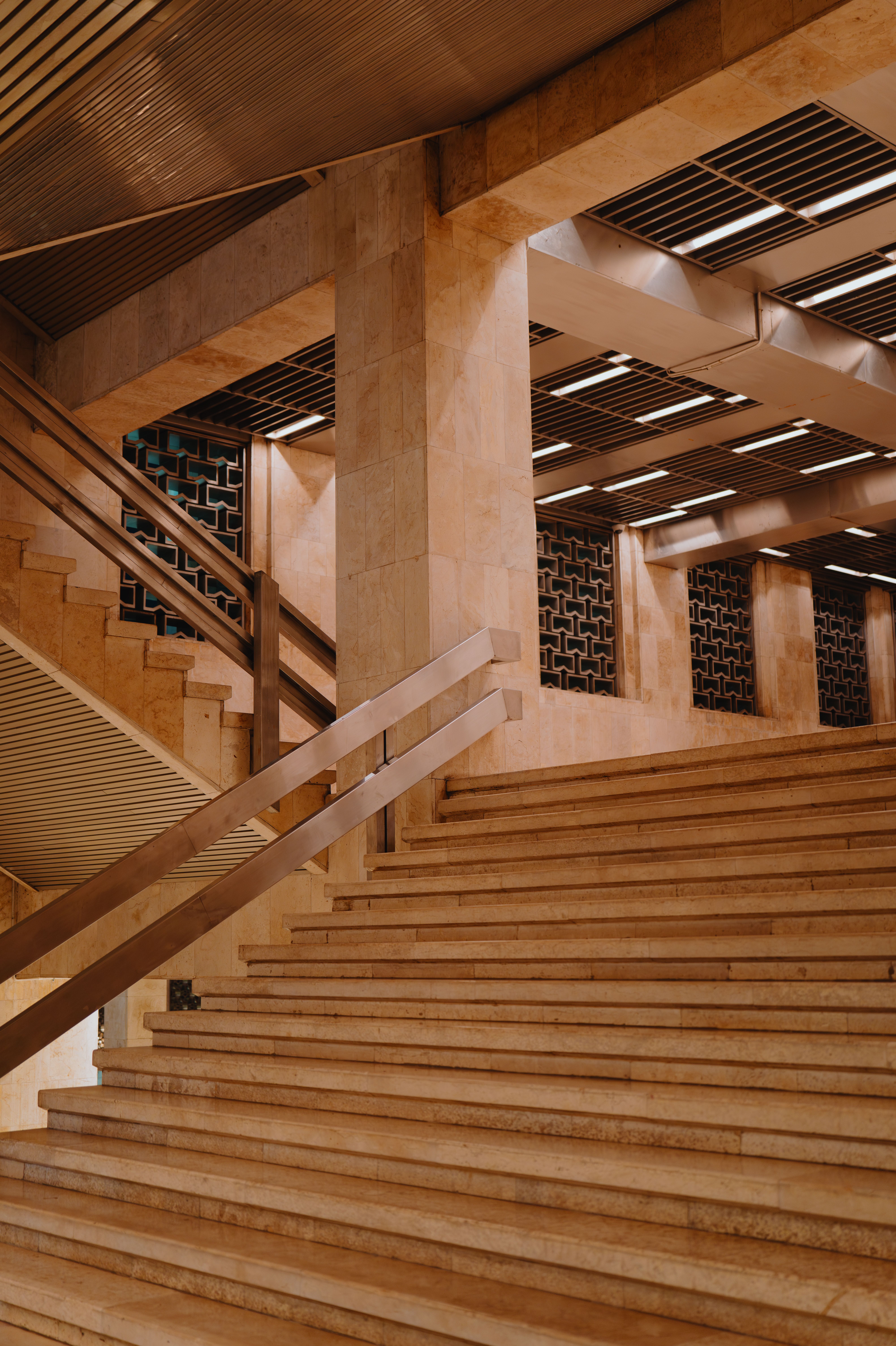 Elegant Interior Staircase in Istiqlal Mosque · Free Stock Photo