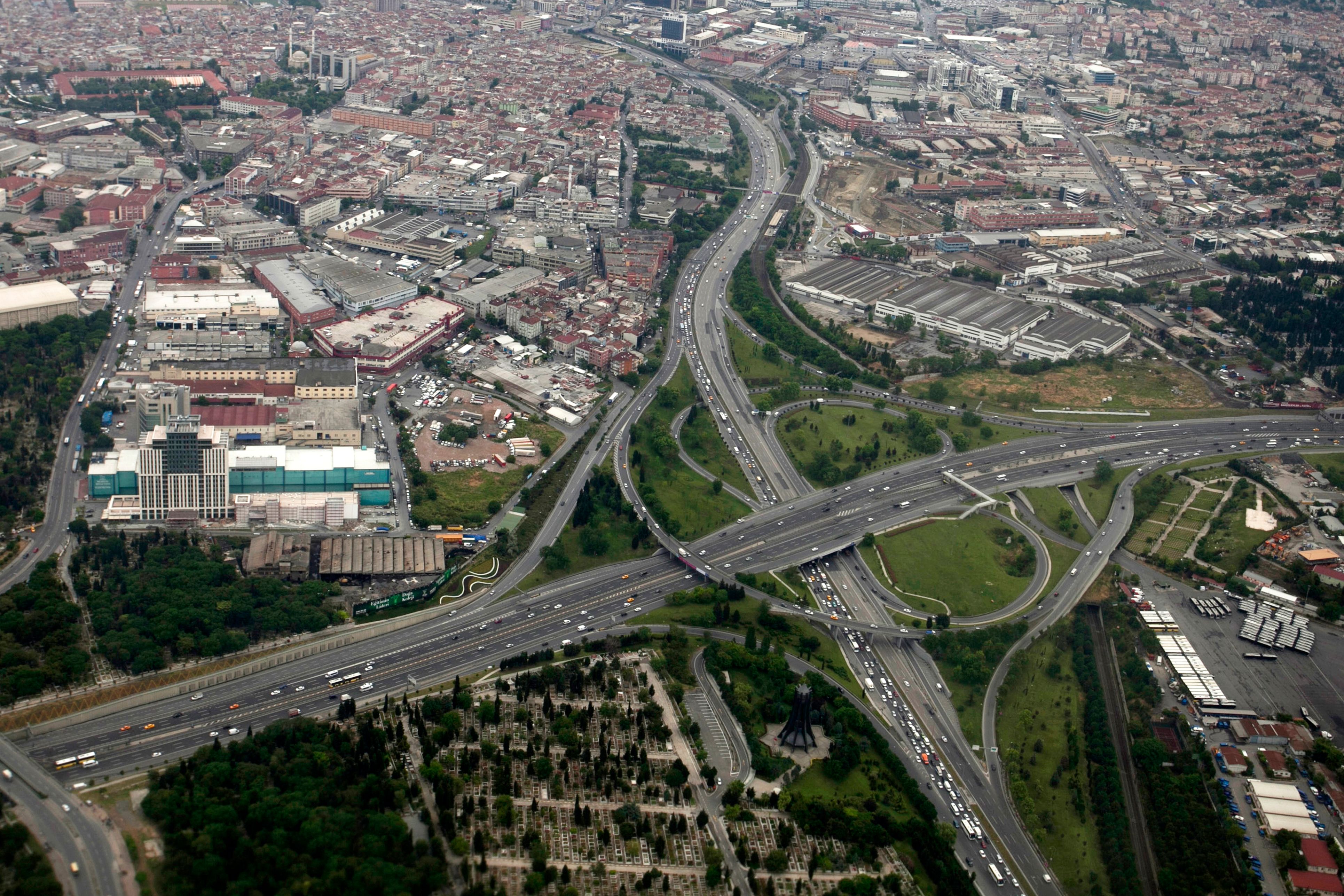 Aerial View of City Highway Interchange · Free Stock Photo