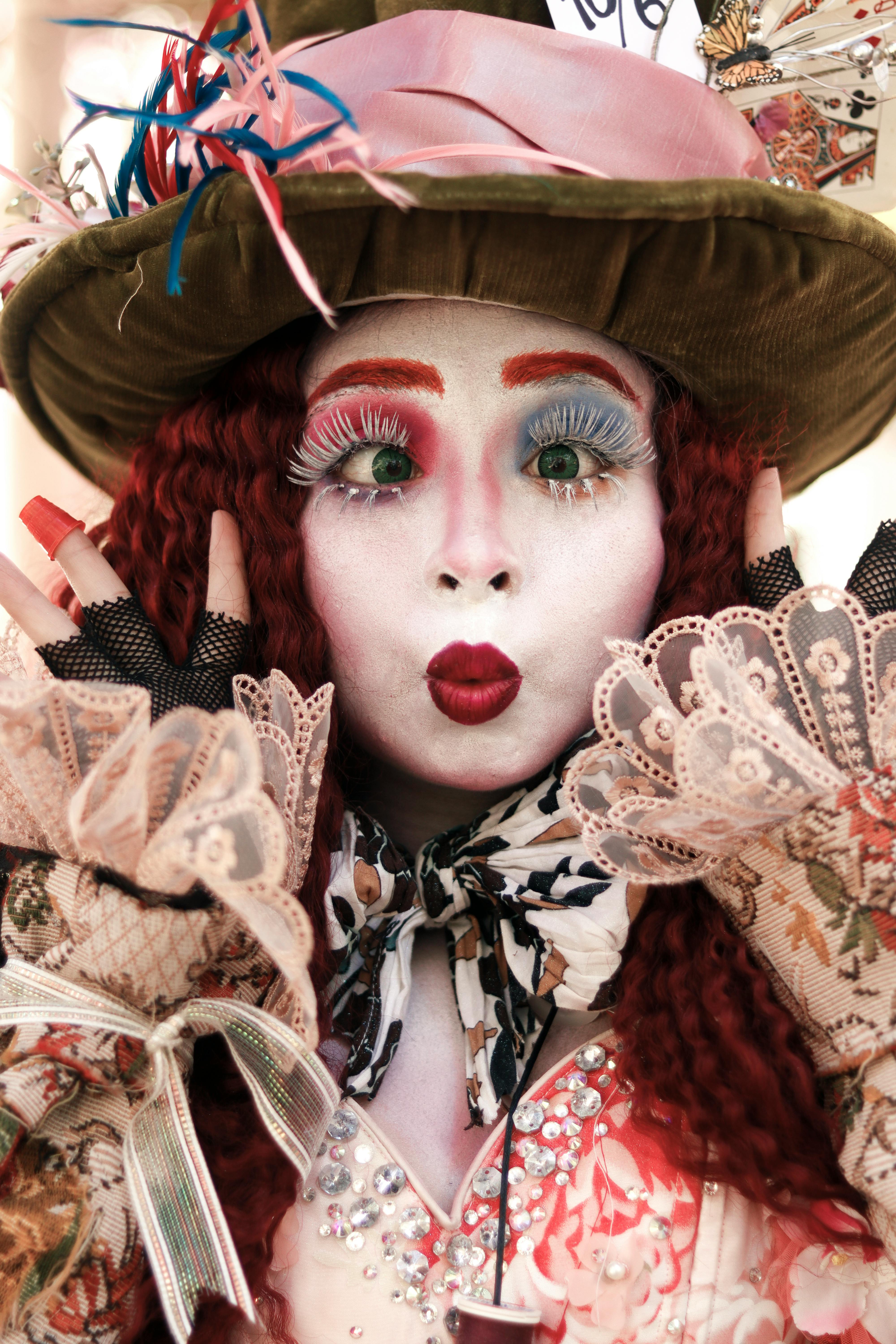 Whimsical Costume with Dramatic Makeup Closeup · Free Stock Photo