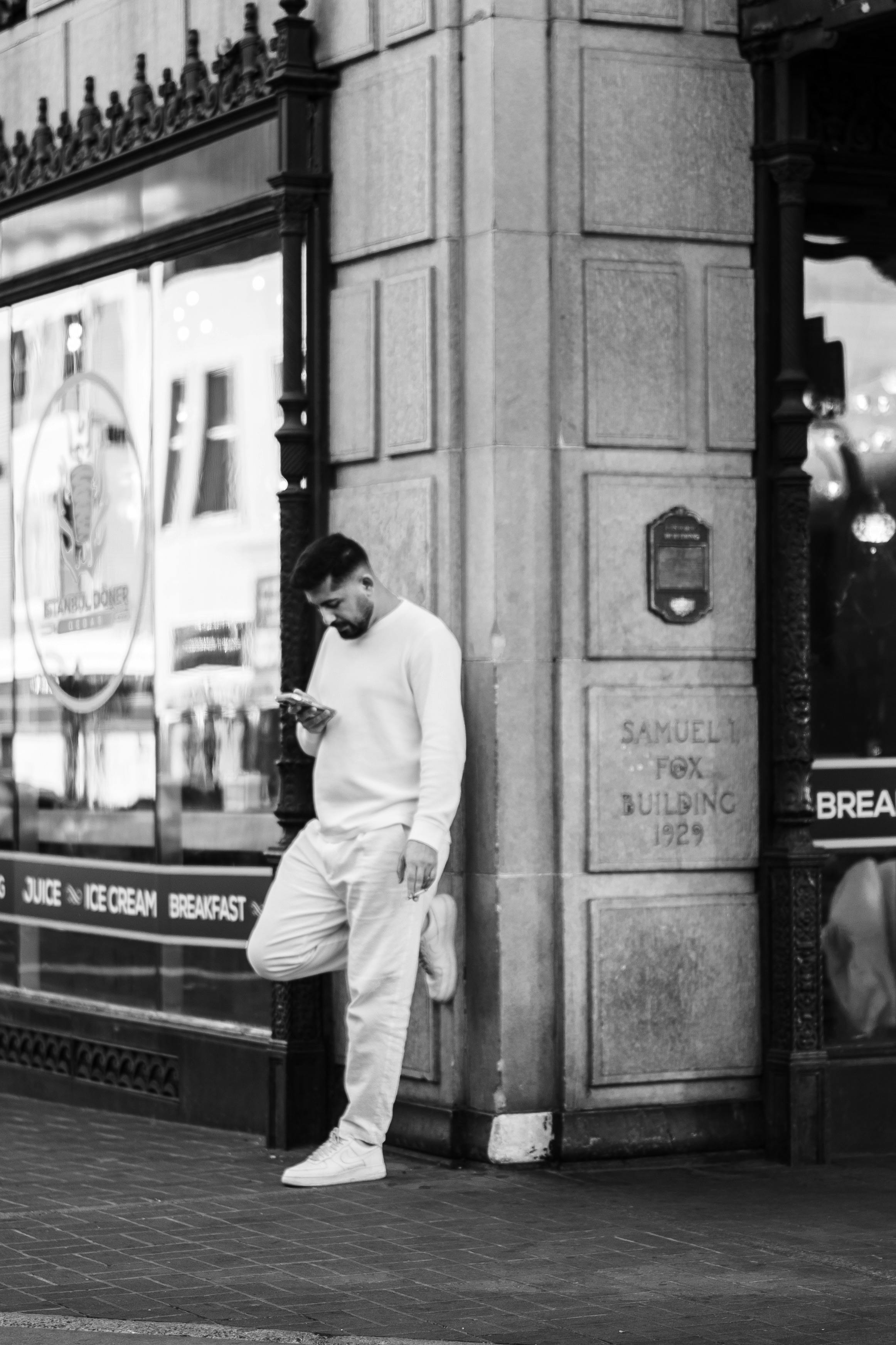 Black and White Urban Scene with Modern Man · Free Stock Photo