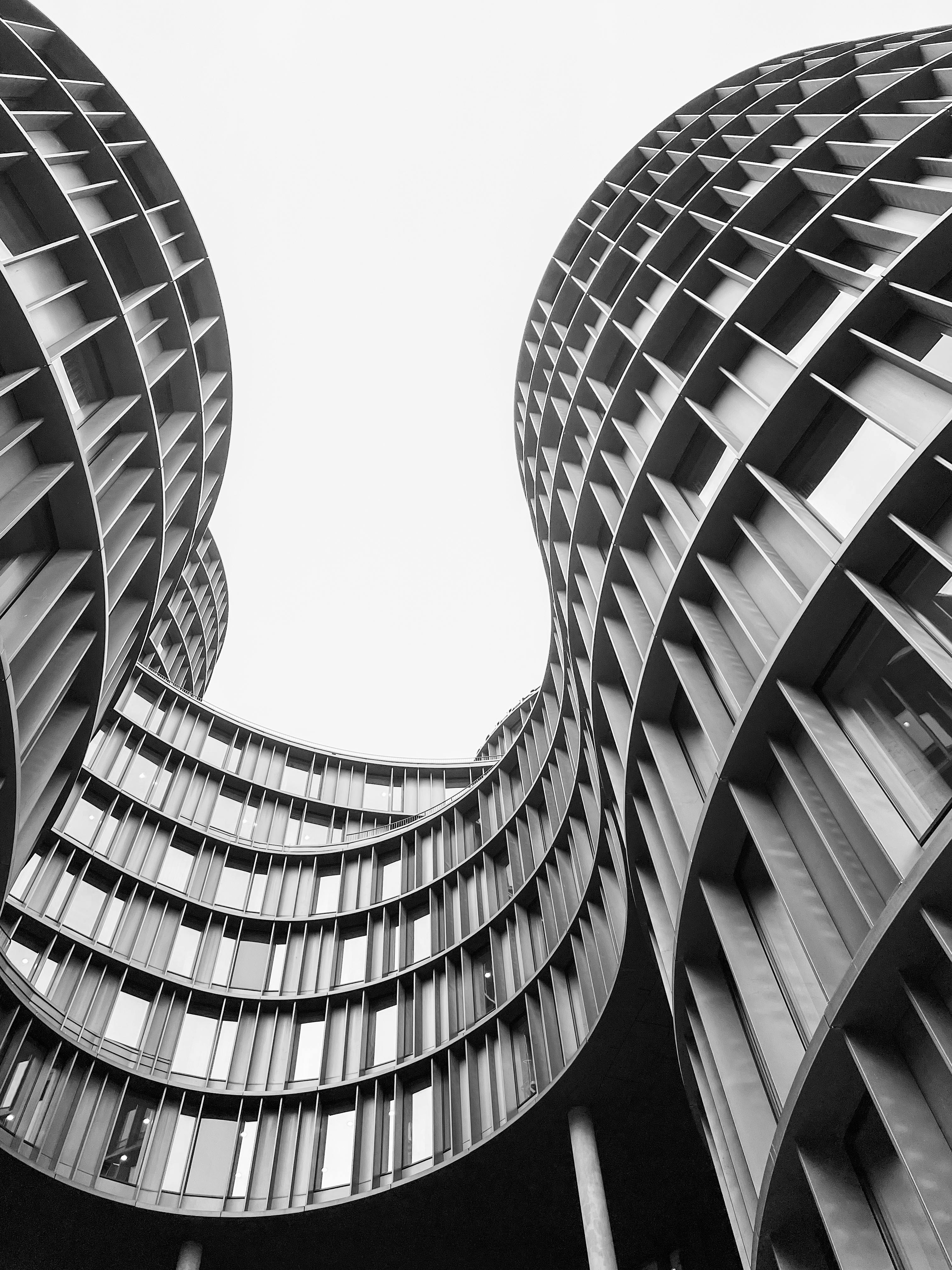 Curved Modern Architecture in Black and White · Free Stock Photo