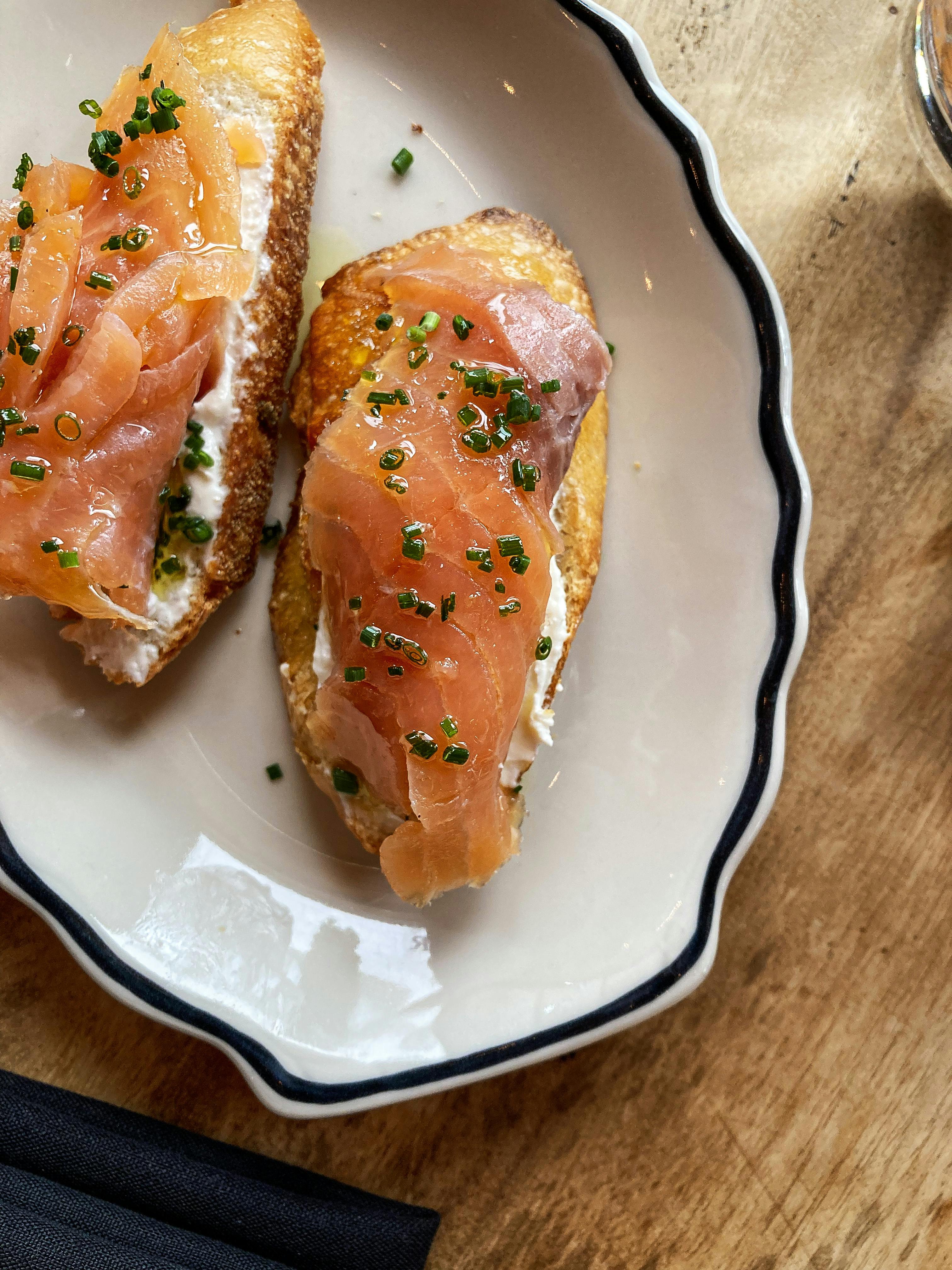 Delicious Smoked Salmon on Toast with Cream Cheese · Free Stock Photo
