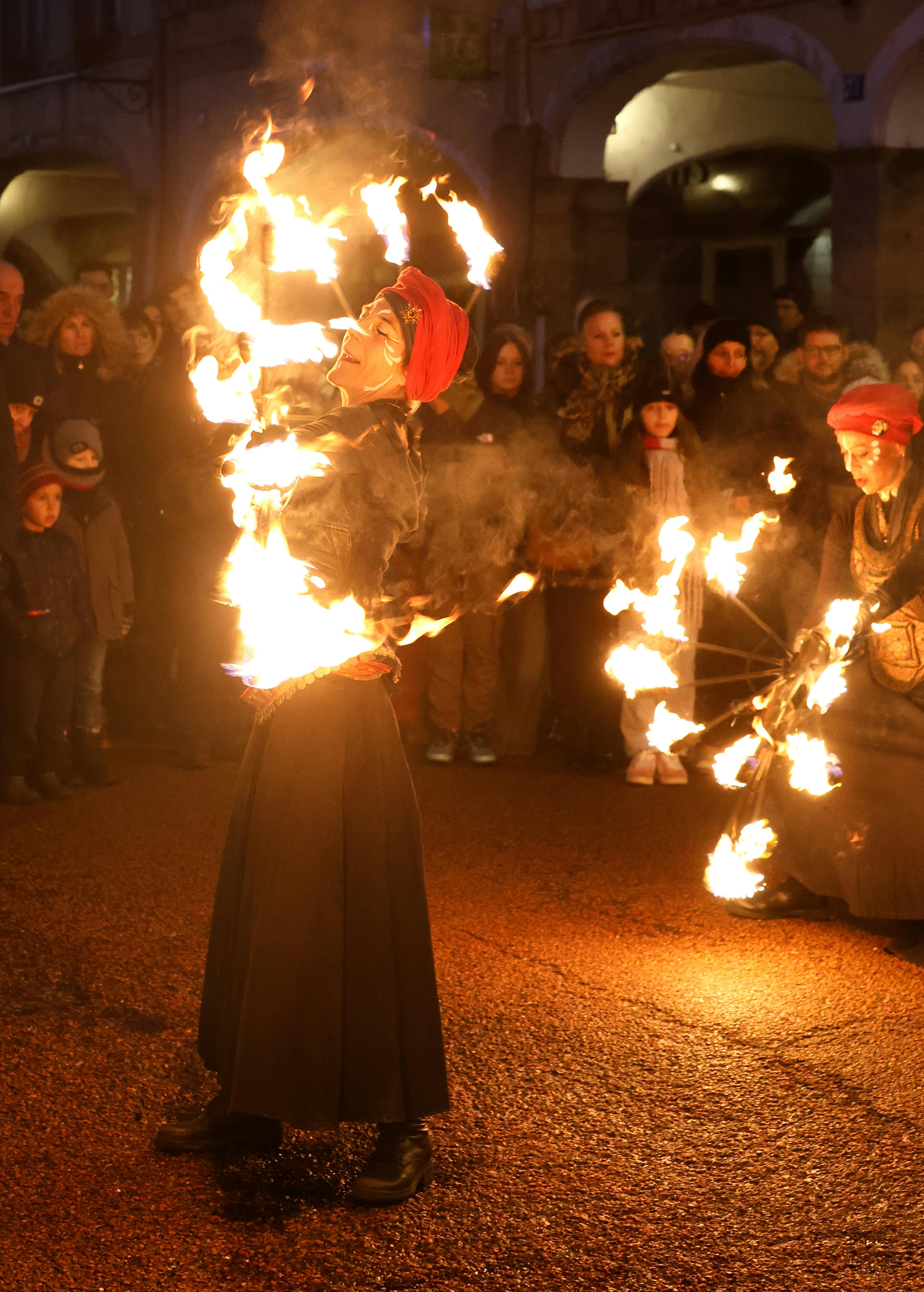 Fire Performer Entertains Night Crowd in France · Free Stock Photo