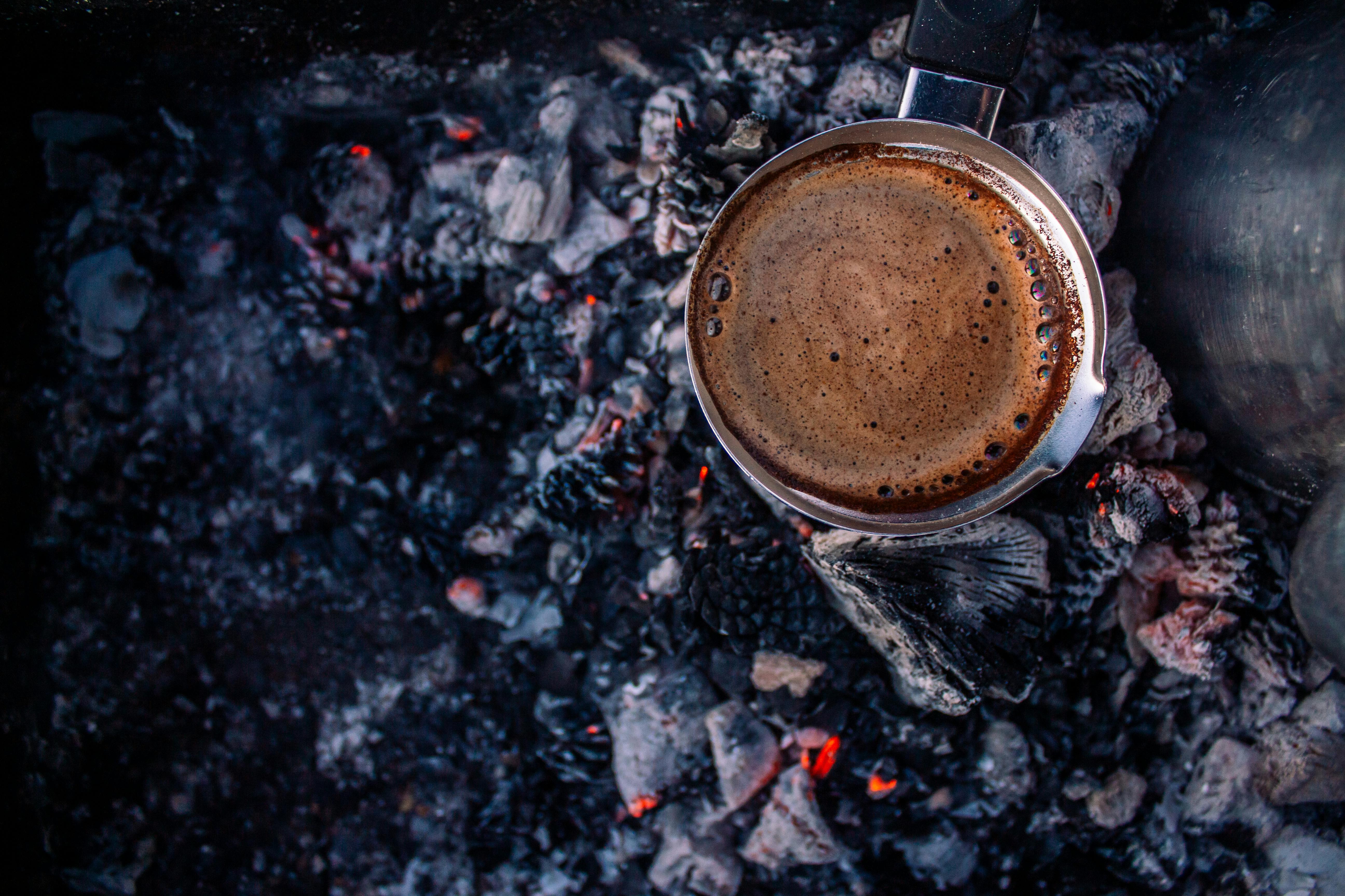 Rustic Coffee Brewing over Outdoor Campfire · Free Stock Photo