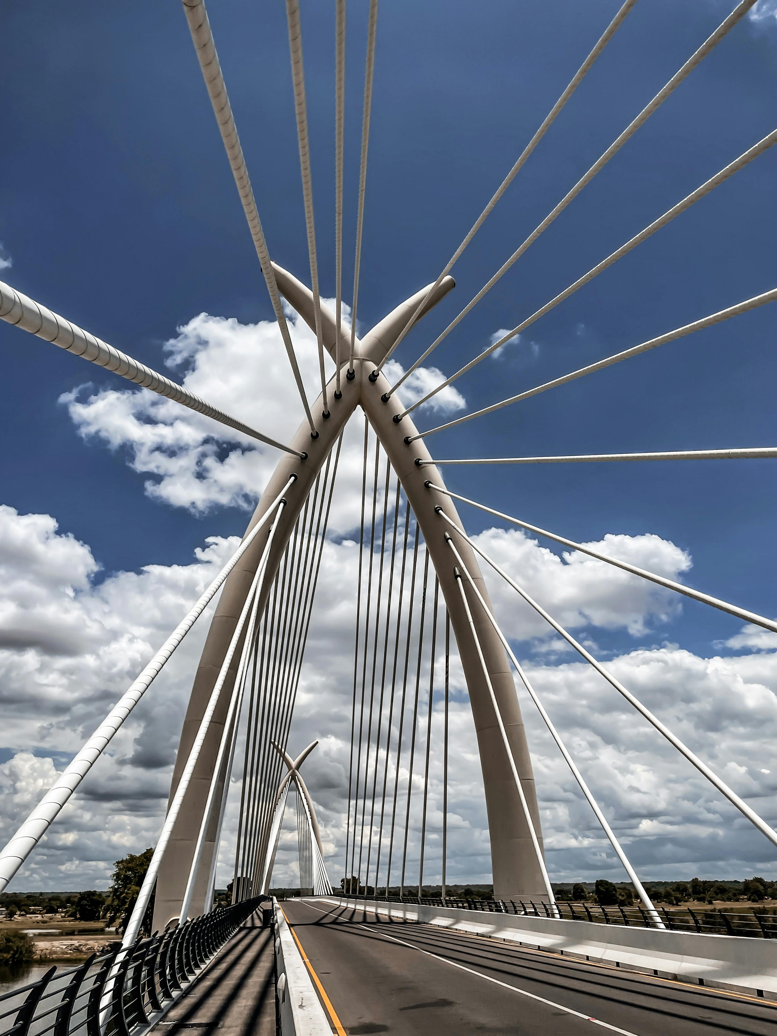 Modern Cable-Stayed Bridge against Blue Sky · Free Stock Photo